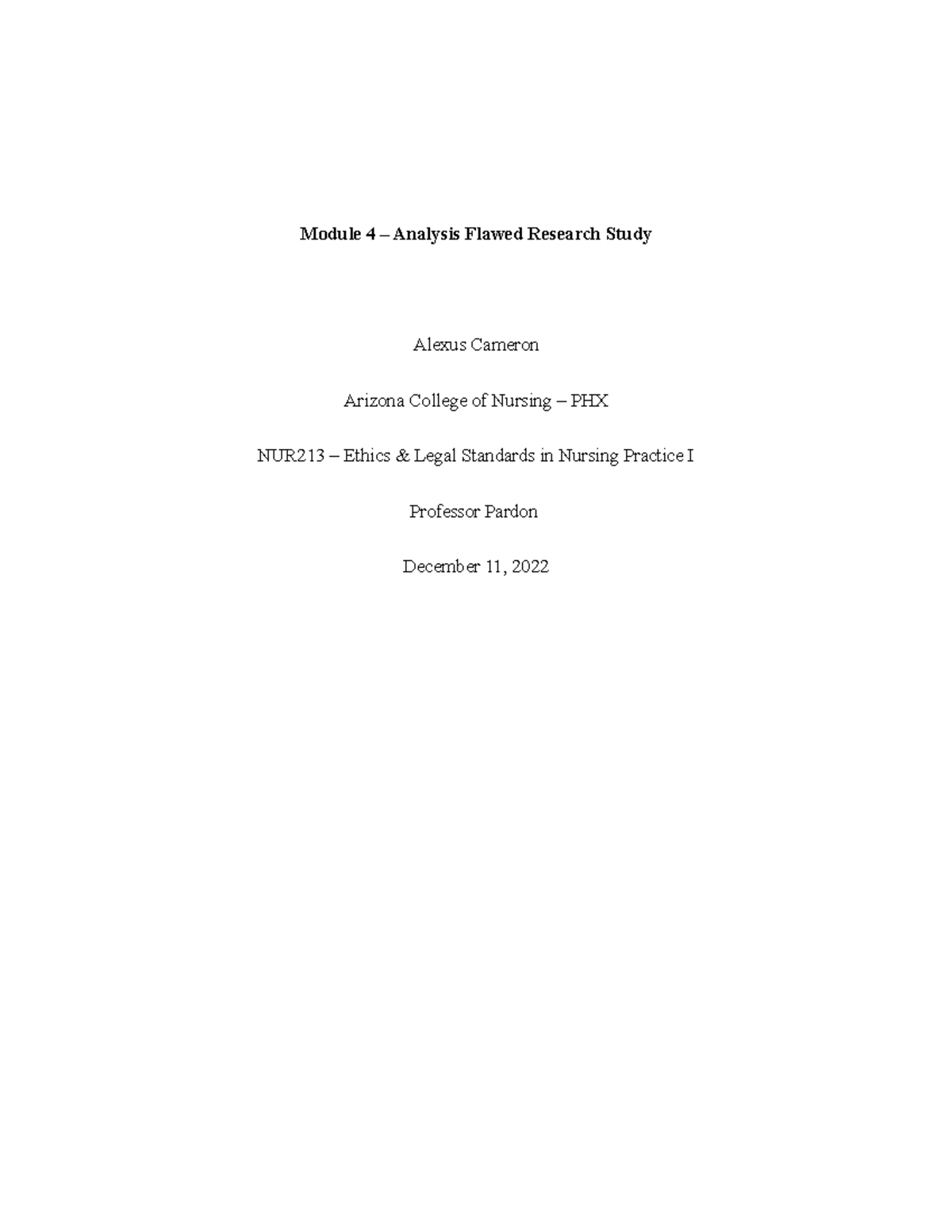 Analyzed of Flawed Research Study - Module 4 – Analysis Flawed Research ...