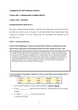 Communicative english skills ii summary 1 - Object 1 Skip to document ...
