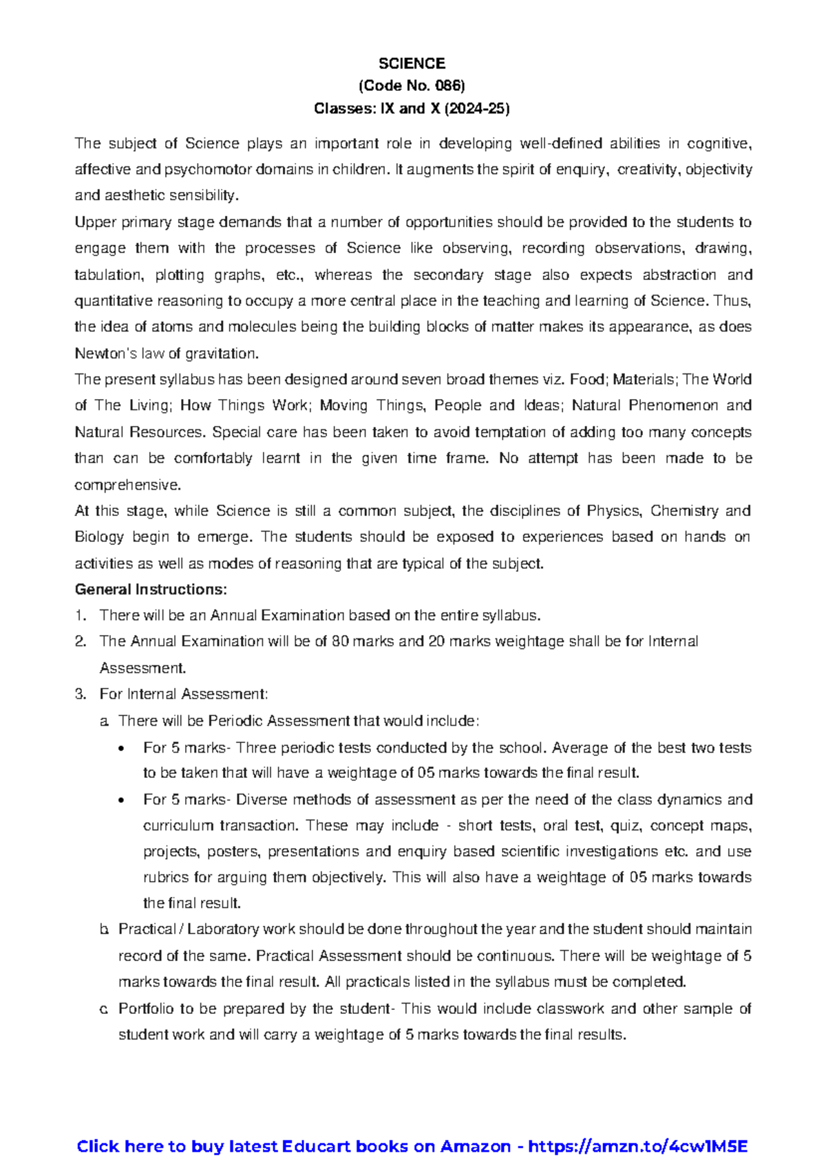 2024-25 CBSE 10 Science Syllabus - SCIENCE (Code No. 086) Classes: IX and X (2024-25) The ...