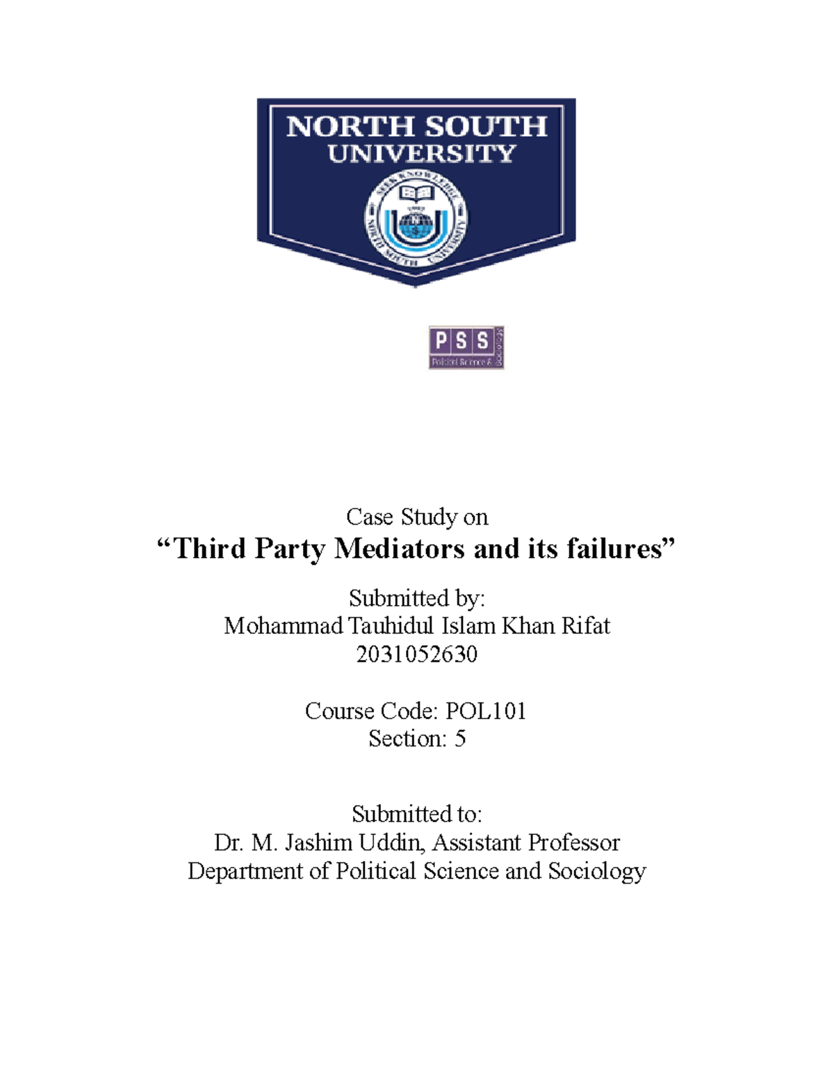 POL101.Case Study_MJu - Introduction to political science - NSU - Studocu