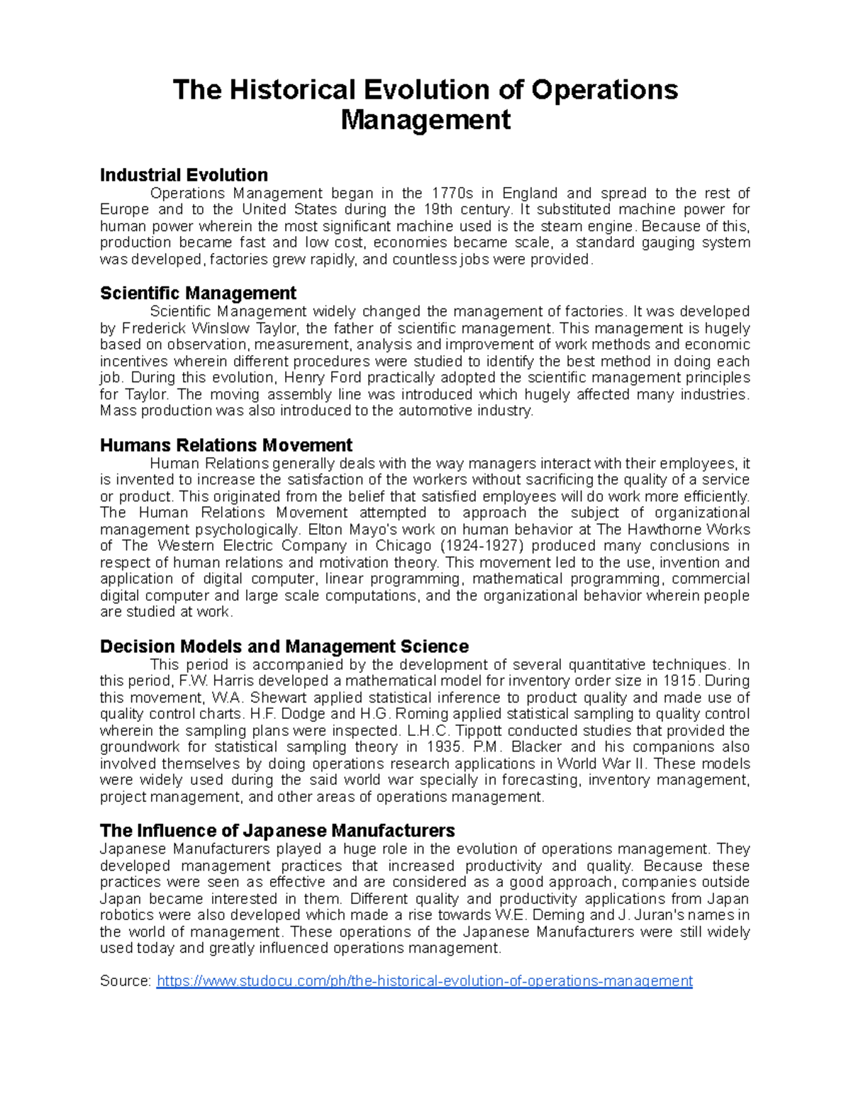 Untitled document - NONE - The Historical Evolution of Operations ...