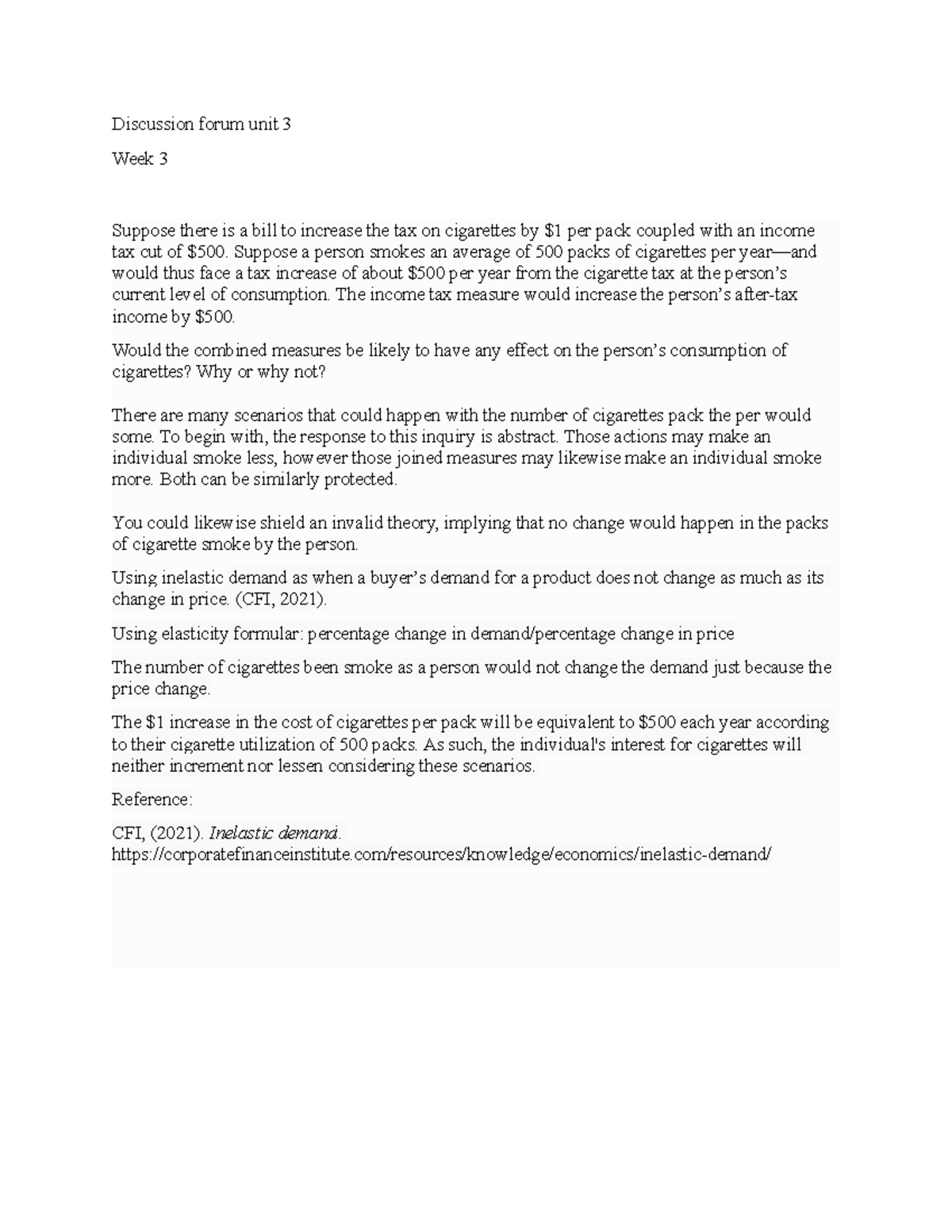 Discussion Forum Unit 3 Introduction to Economics - Discussion forum ...