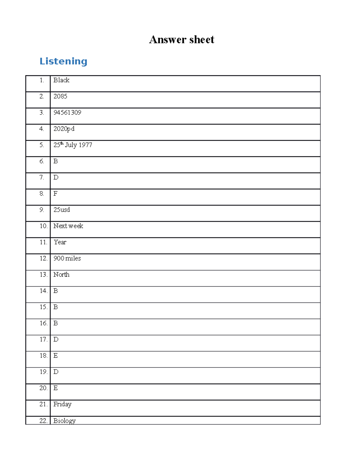 Answer sheet - ABC - Answer sheet Listening Black 2085 94561309 2020pd ...