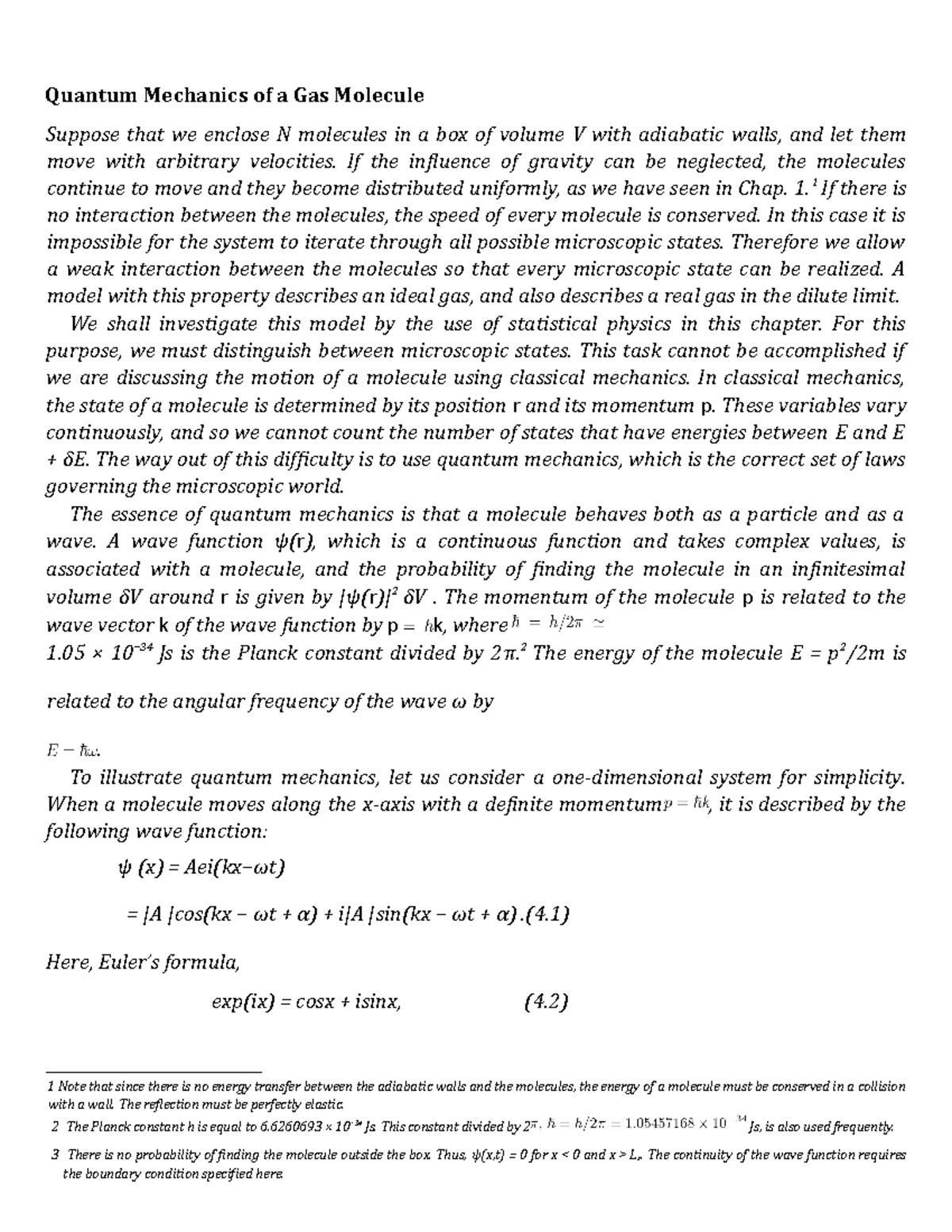 Quantum Mechanics of a Gas Molecule - Quantum Mechanics of a Gas ...