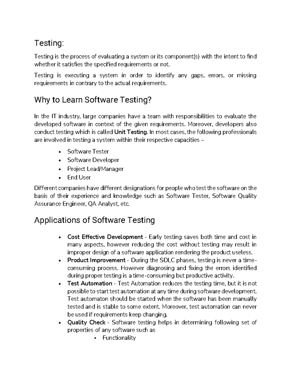 Testing And Its Types Lecture Related To Programming And Python Language Testing Testing Is