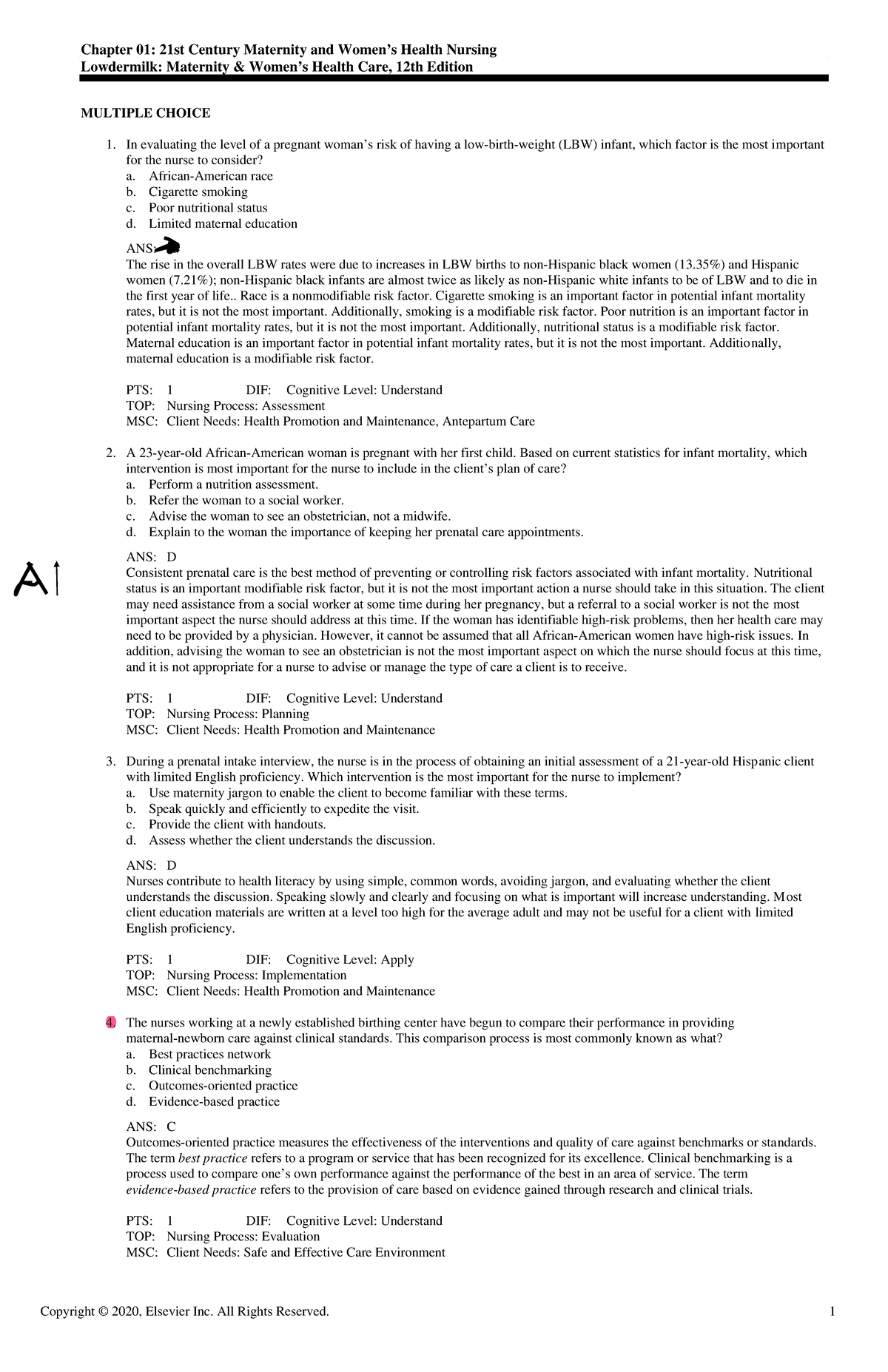 Exam View - Chapter 01 - Ch. 1 practice questions - Chapter 01: 21st Century Maternity and Women ...