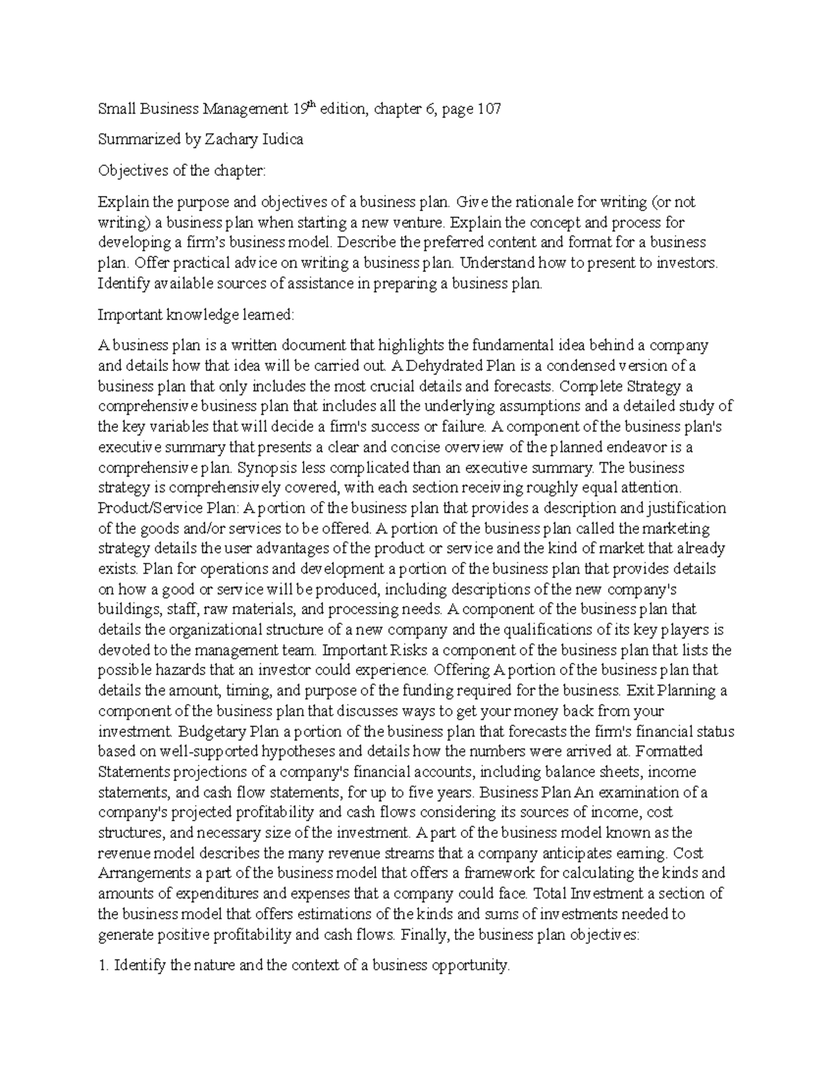 Chapter 6 summary - Small Business Management 19th edition, chapter 6 ...