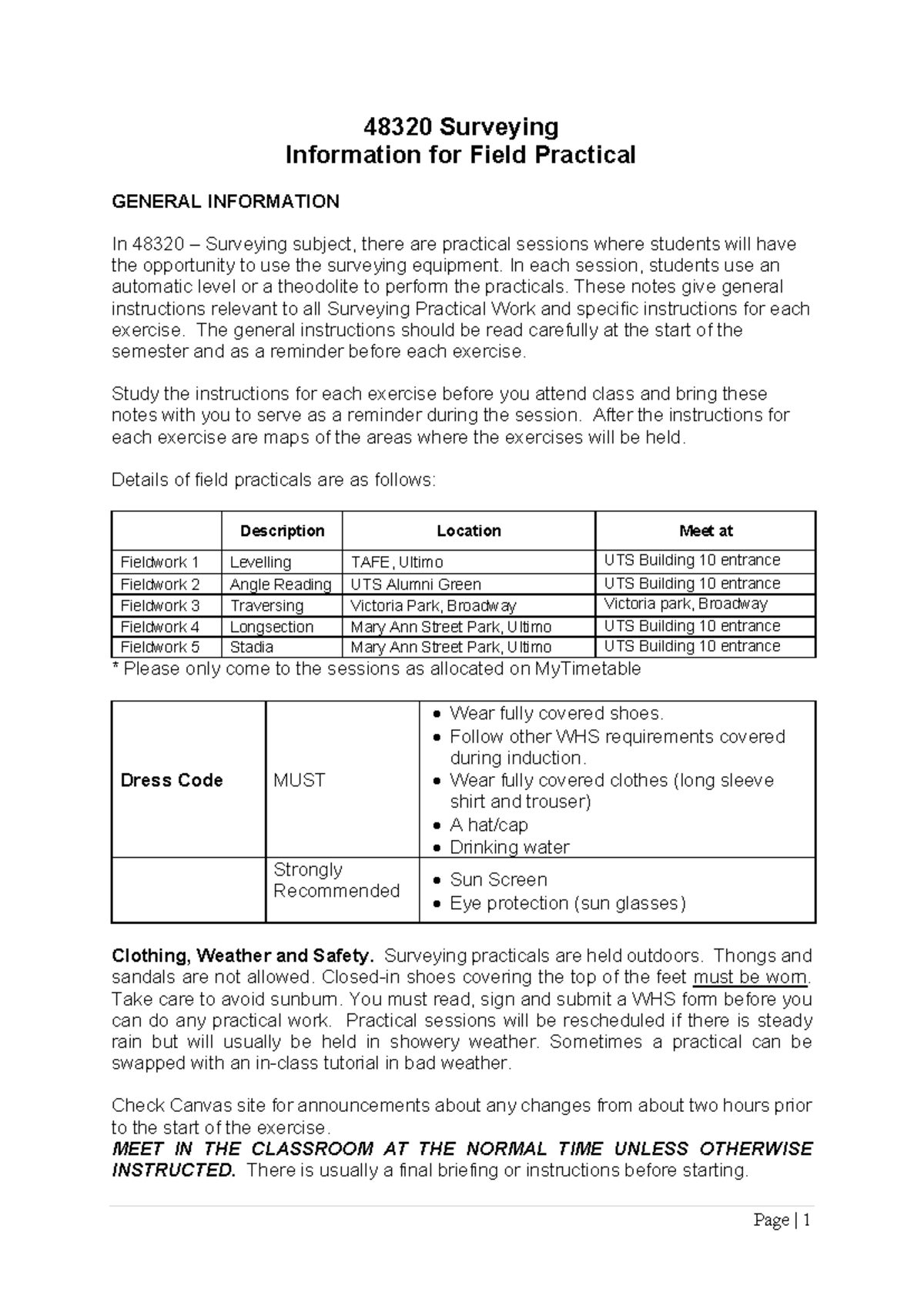 Prac day notes V2 (AUT 2024) V2 - 48320 Surveying Information for Field ...