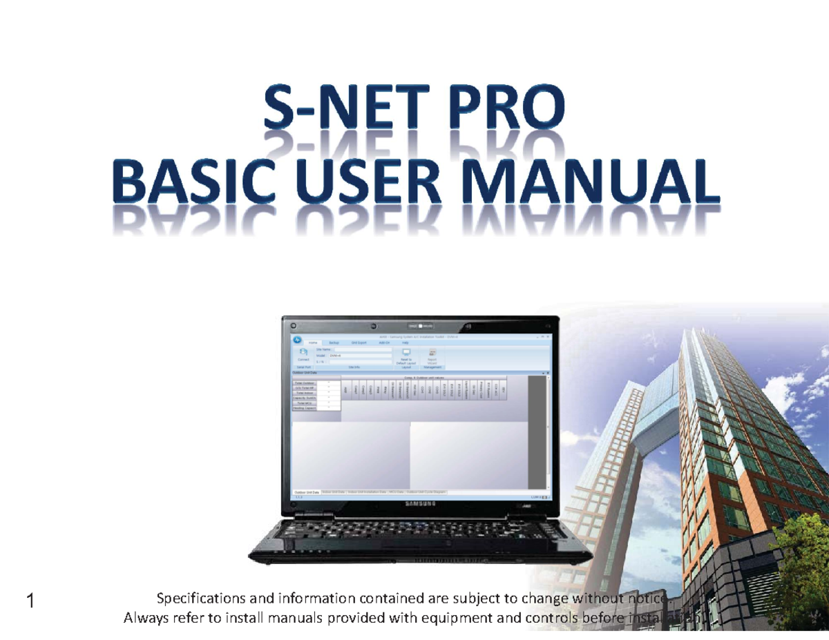 SNET Pro Service SOftware Instructions - Specifications and information ...