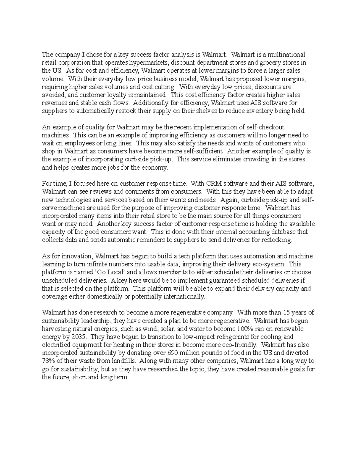 5 key success - Walmart is a multinational retail corporation that ...