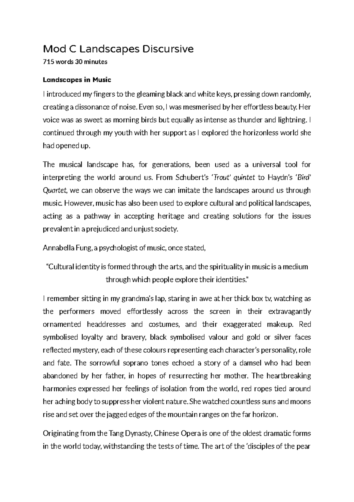 Full Marks Mod C Discursive - Mod C Landscapes Discursive 715 words 30 ...