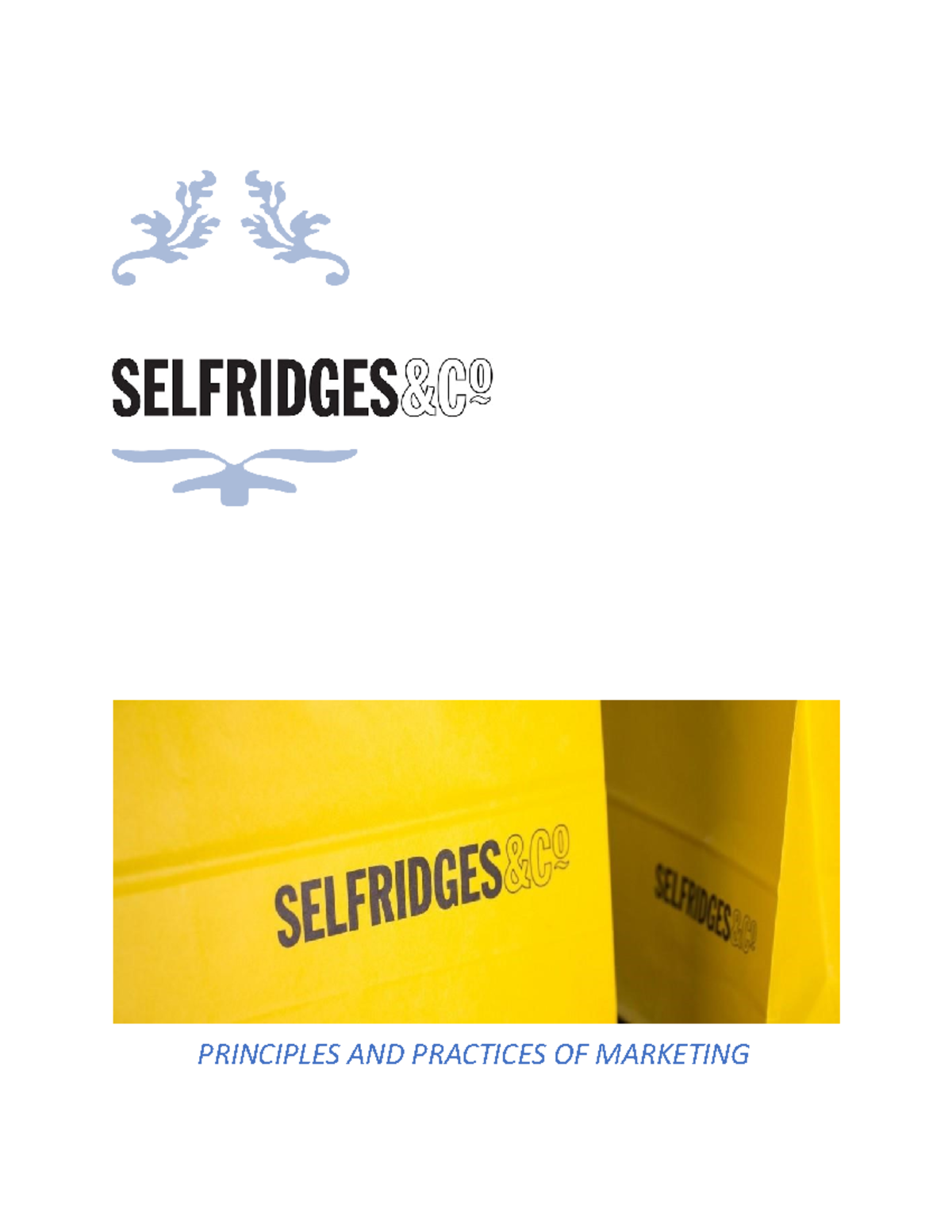 Principles and Practice of Marketing- Selfridges interim - PRINCIPLES ...