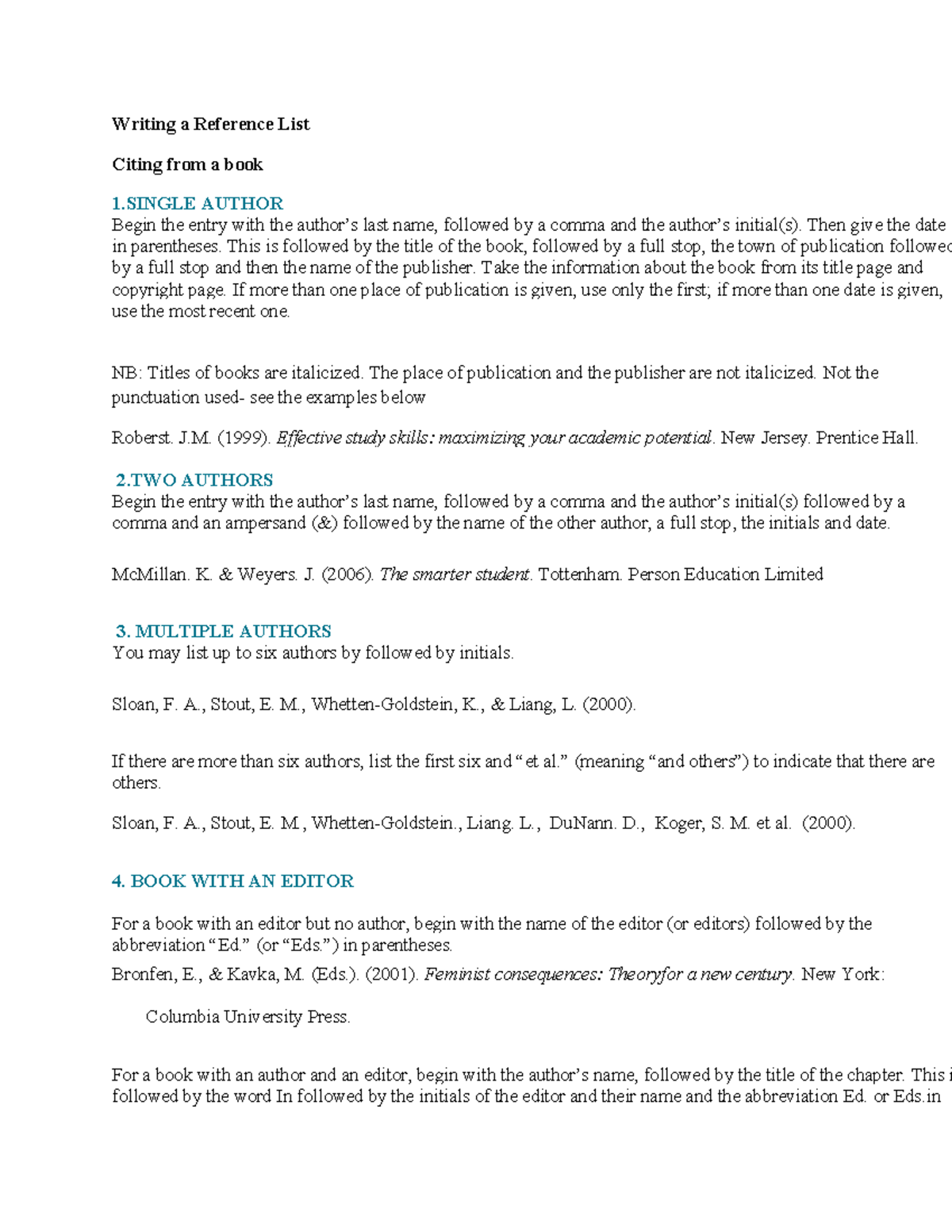 Academic Writing Citations - Writing a Reference List Citing from a ...
