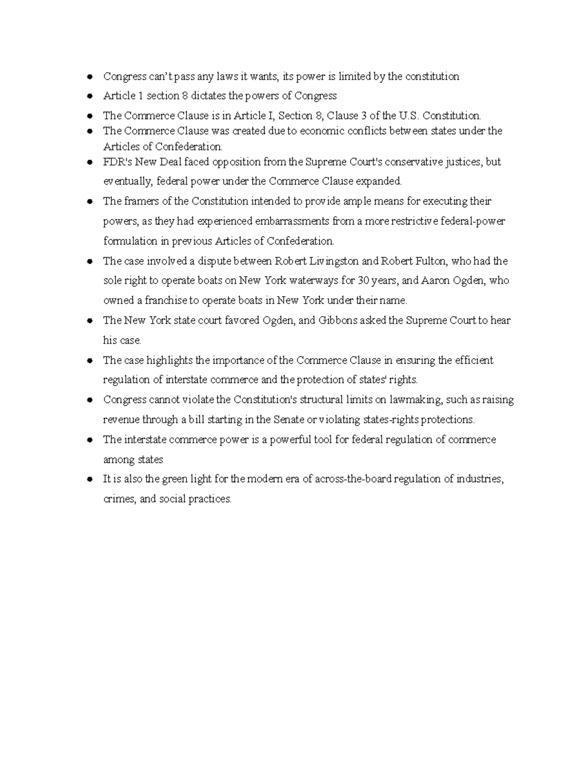 Notes - dfsdf - Congress can’t pass any laws it wants, its power is ...