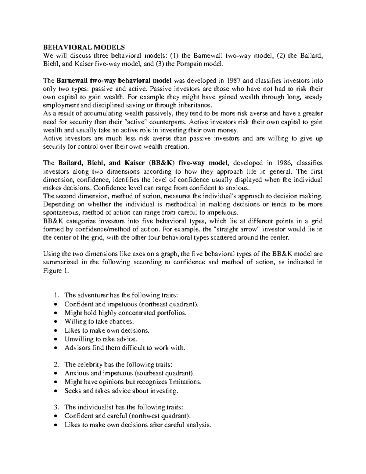 Behavioral Models - KCA University - BEHAVIORAL MODELS We will discuss ...