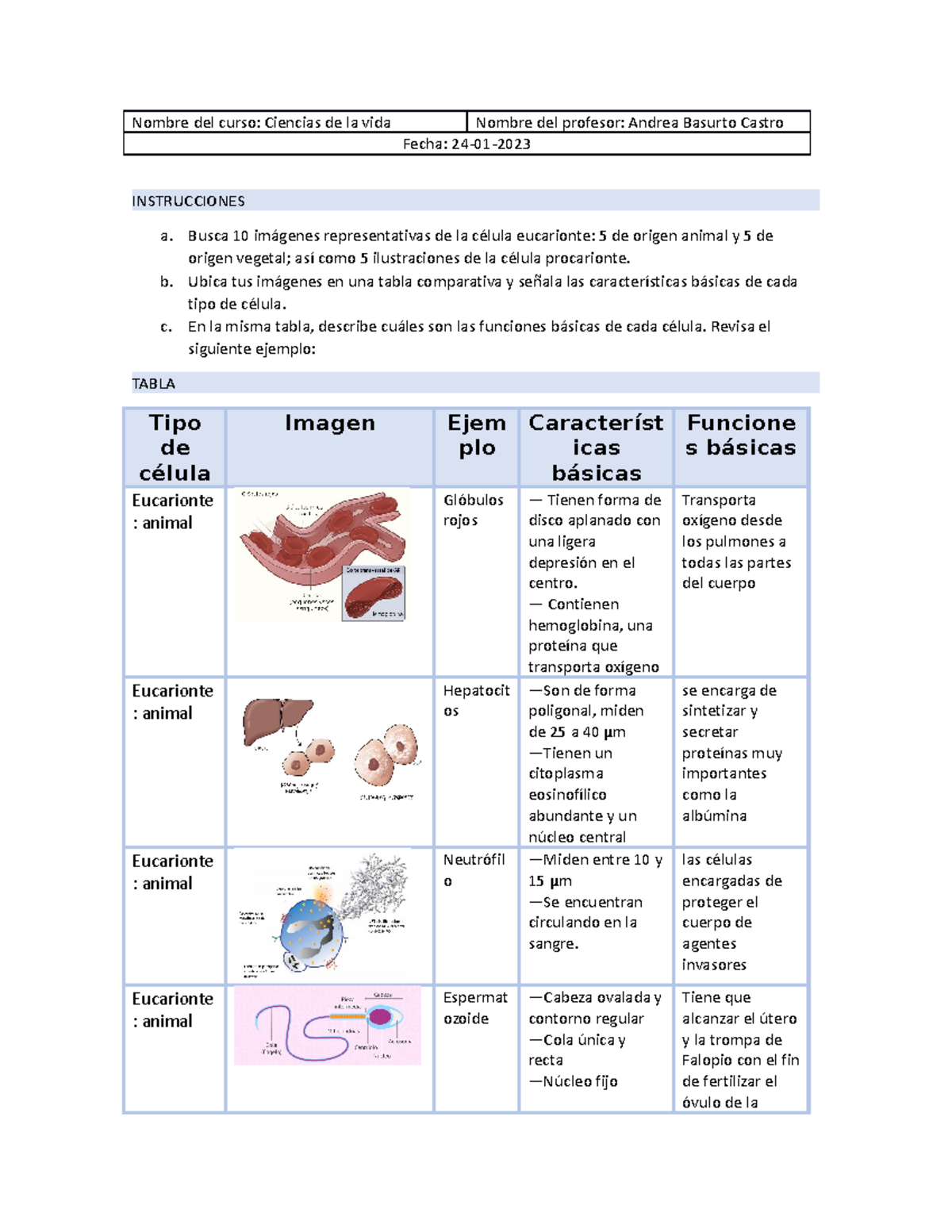 ACT 03 - Ciencias de la vida - Nombre del curso: Ciencias de la vida ...