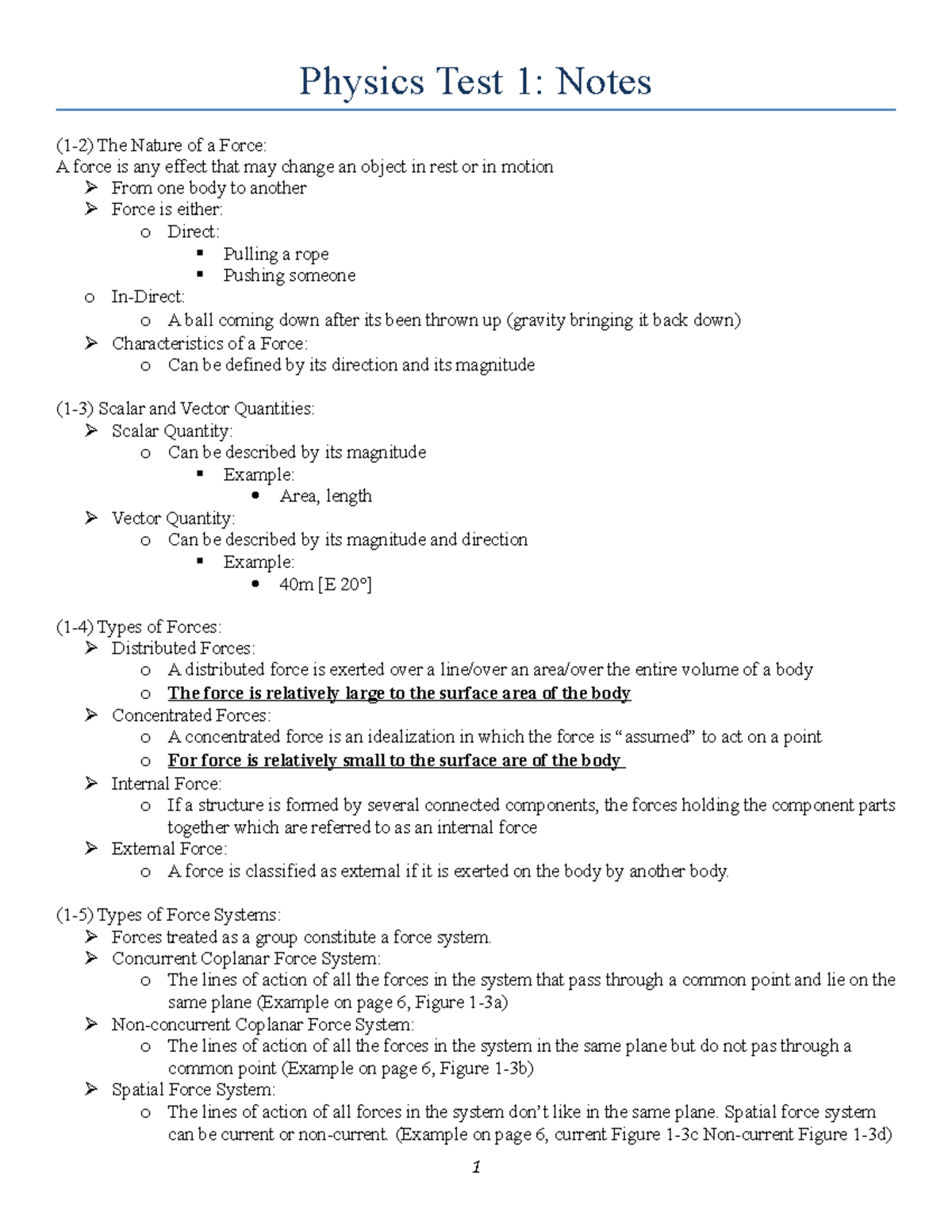 Physics Test 1-Notes - Lecture notes For Test 1 - Physics Test 1: Notes ...