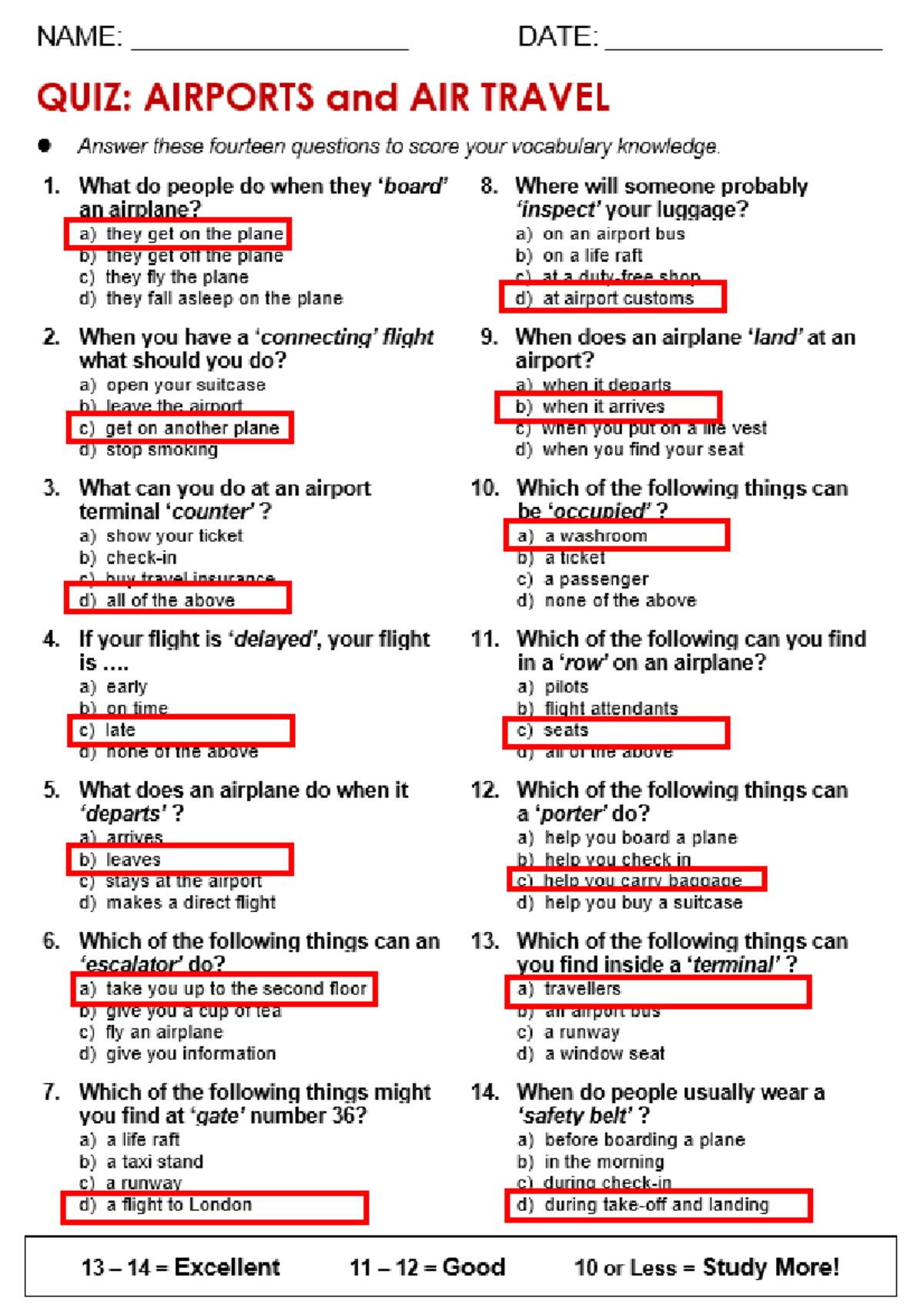 Airports and Air Travel Worksheet - Inglés II - UNAH - Studocu