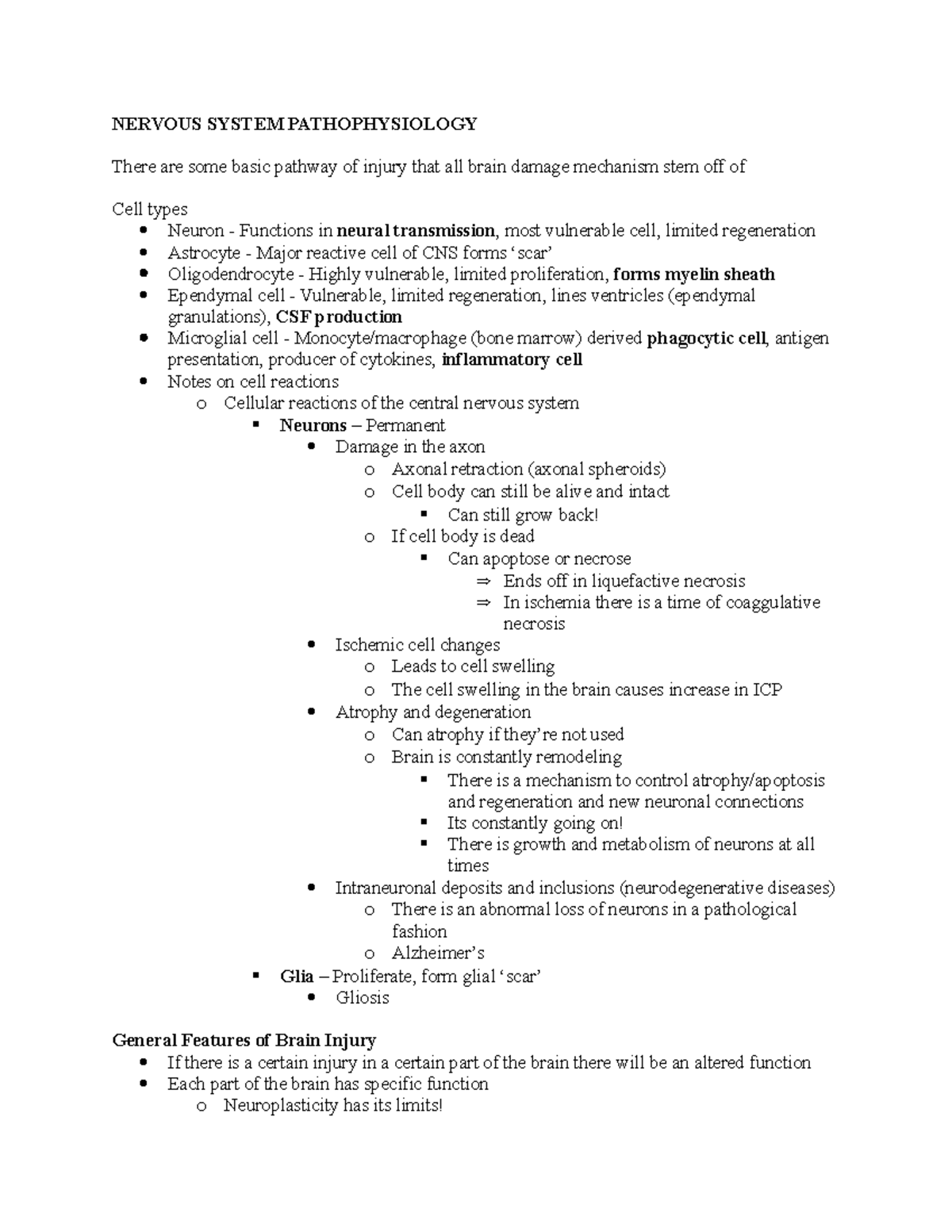 2292 - Nervous system - NERVOUS SYSTEM PATHOPHYSIOLOGY There are some ...