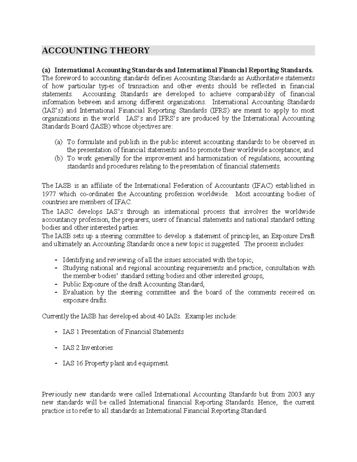 Accounting Theory - Pdf notes - ACCOUNTING THEORY (a) International ...