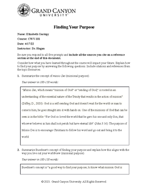 CWV 101 Topic 6 - Topic 6 DQ 1 Assessment Description Jesus made many ...