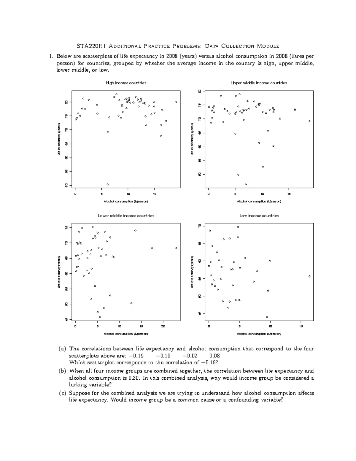 Practice Problem Set 5 - STA220H1 Additional Practice Problems: Data ...