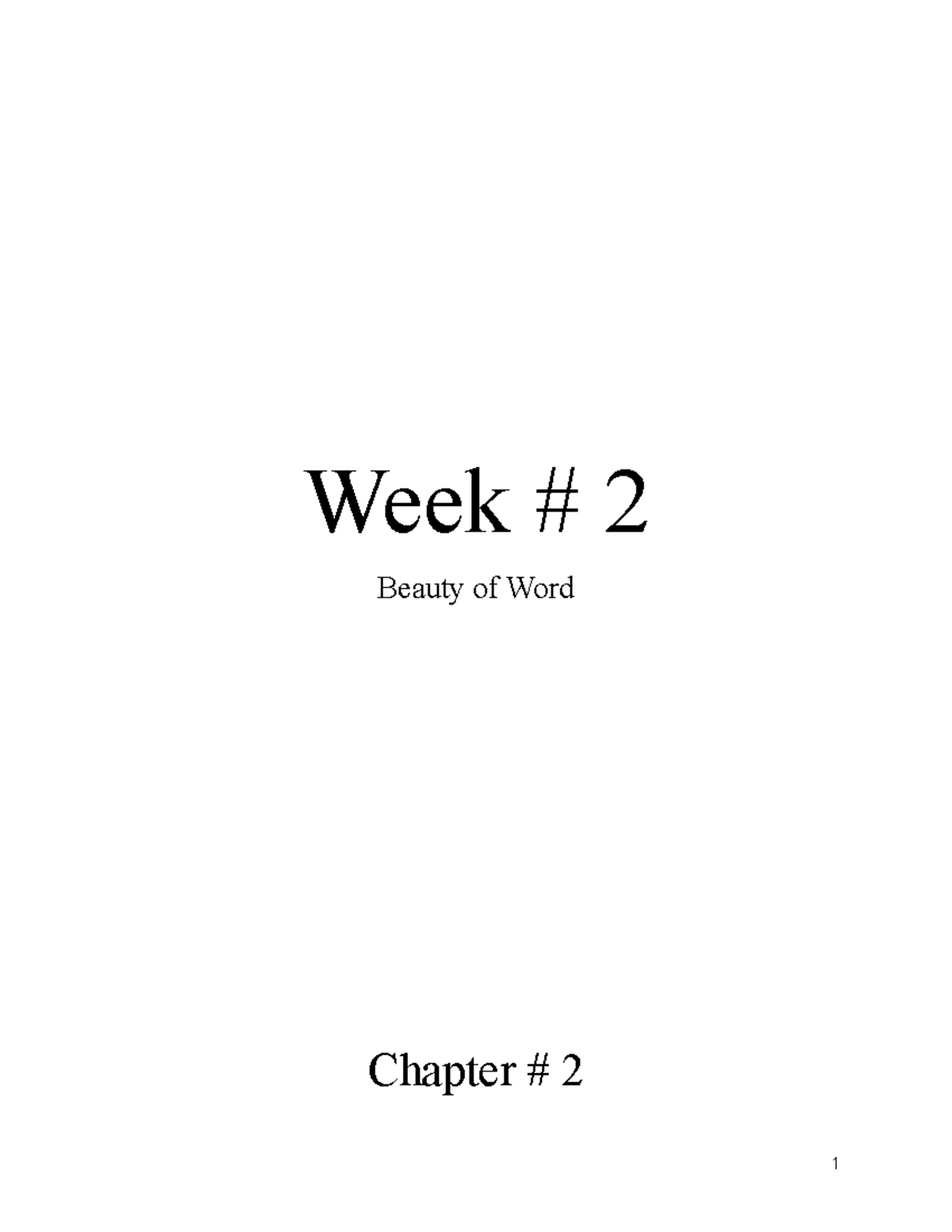 Week # 2 8 week Chap 2 - Week 2 chapter 2 - Week # 2 Beauty of Word ...