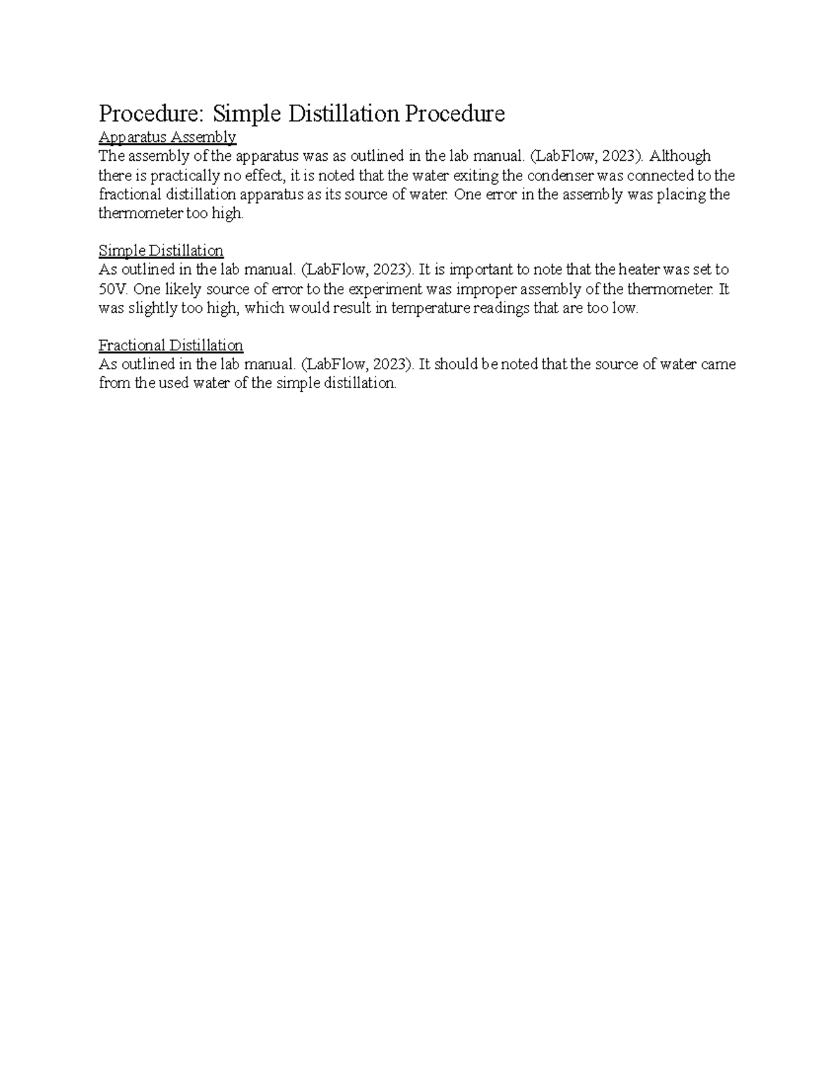 Procedure lab 2 - Google Docs - Procedure: Simple Distillation ...