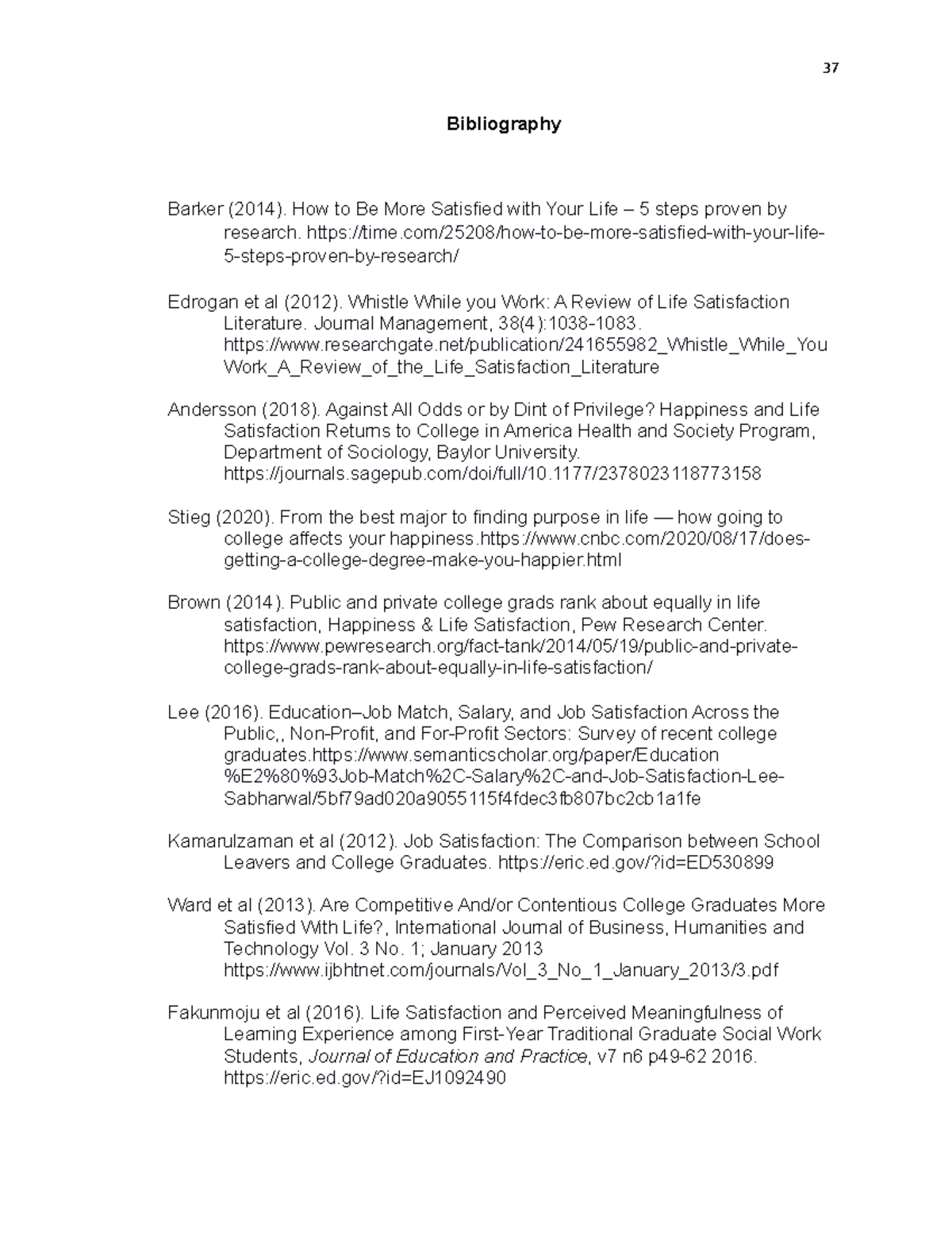 Bibliography - For your research - 37 Bibliography Barker (2014). How ...