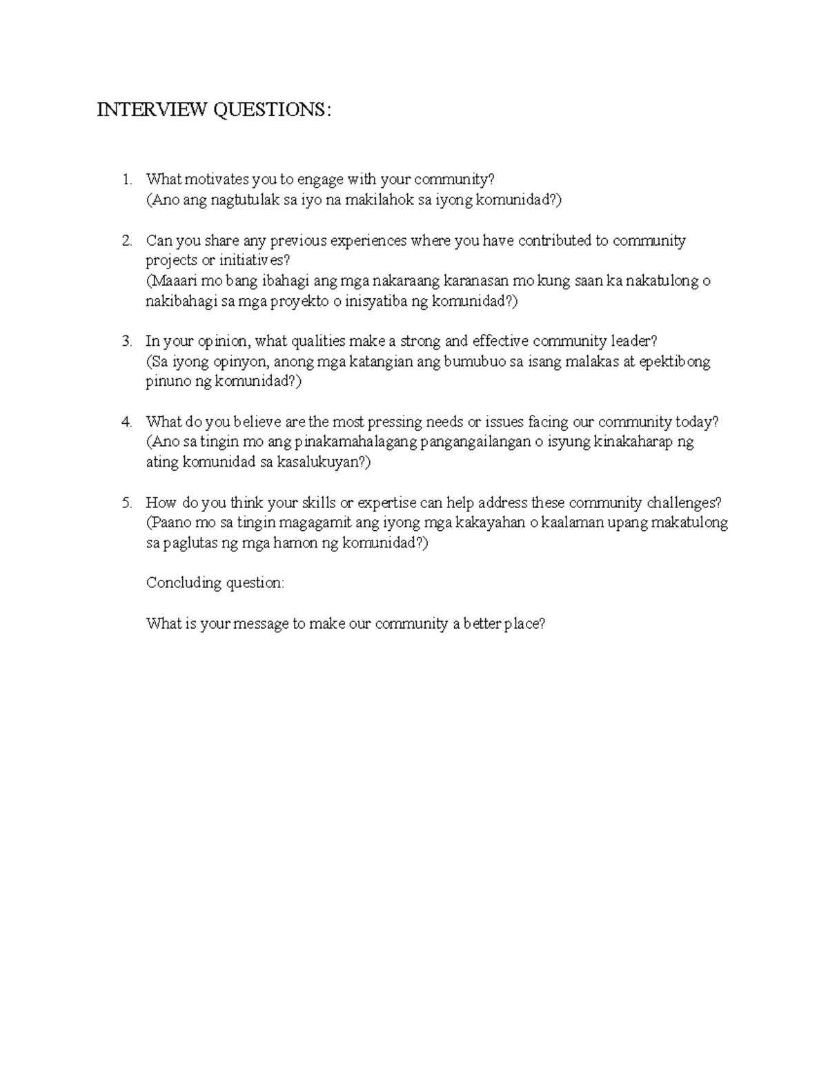 Interview- Questions - hello - INTERVIEW QUESTIONS: 1. What motivates ...