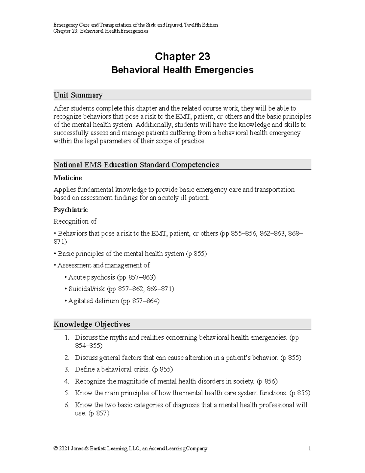 EMT Behavior Health Emergencies - Chapter 23: Behavioral Health ...