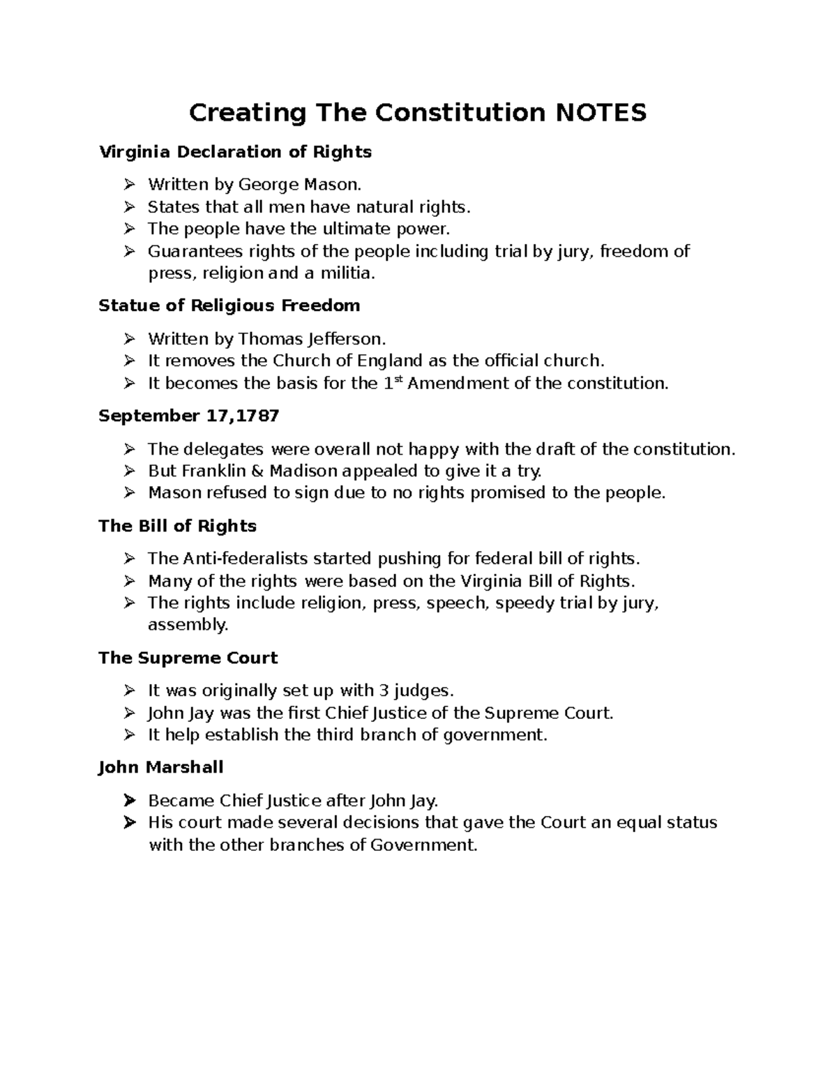 Creating The Constitution Notes - Creating The Constitution NOTES ...