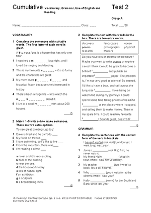 Unit 4 Grammar Short Test 2 A+B - Impulse 4 B2 Tests ©Macmillan Polska ...