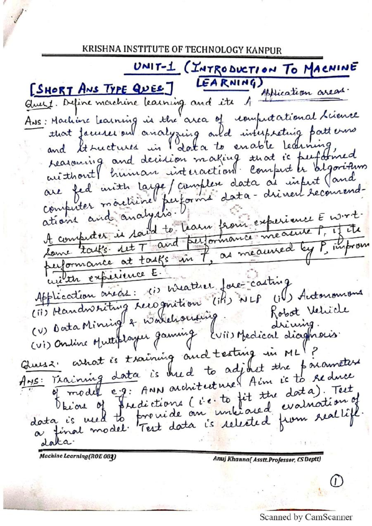 Machine Learning - Computer science - Studocu