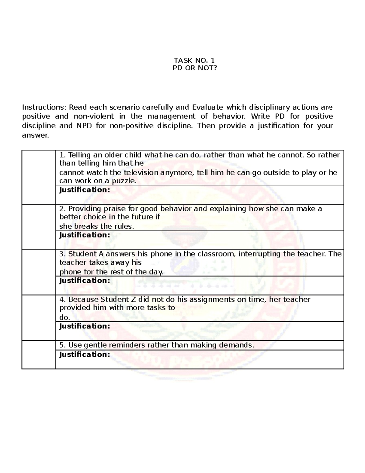 UNIT 2, Lesson 3 Activity - Instructions: Read each scenario carefully ...