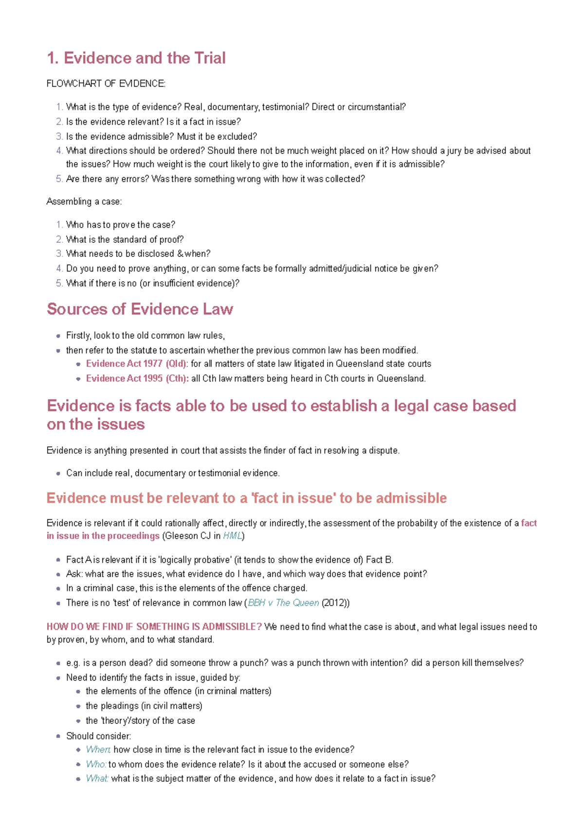 1. Evidence and the Trial - 1. Evidence and the Trial FLOWCHART OF ...