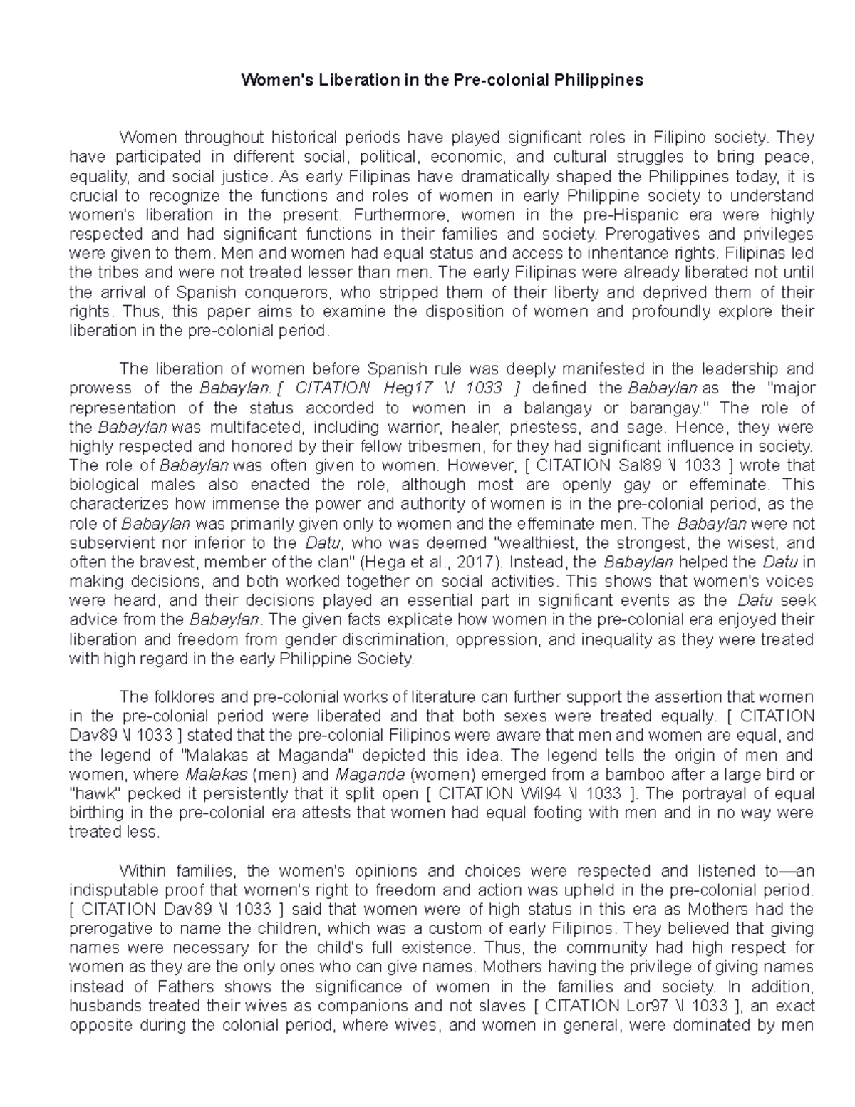 Women's liberation in the Pre-colonial Philippines - They have ...
