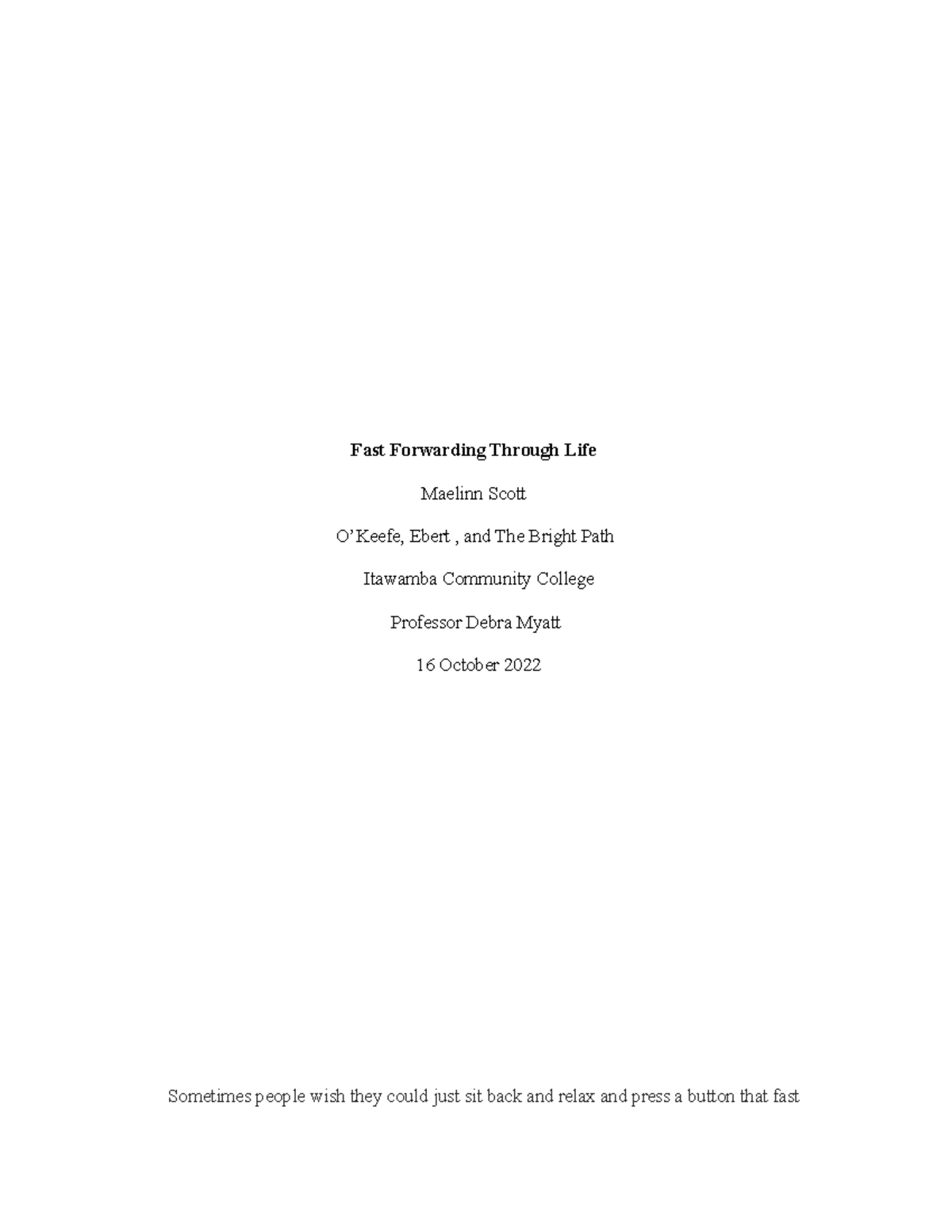 Final Draft Movie Click - Fast Forwarding Through Life Maelinn Scott O ...