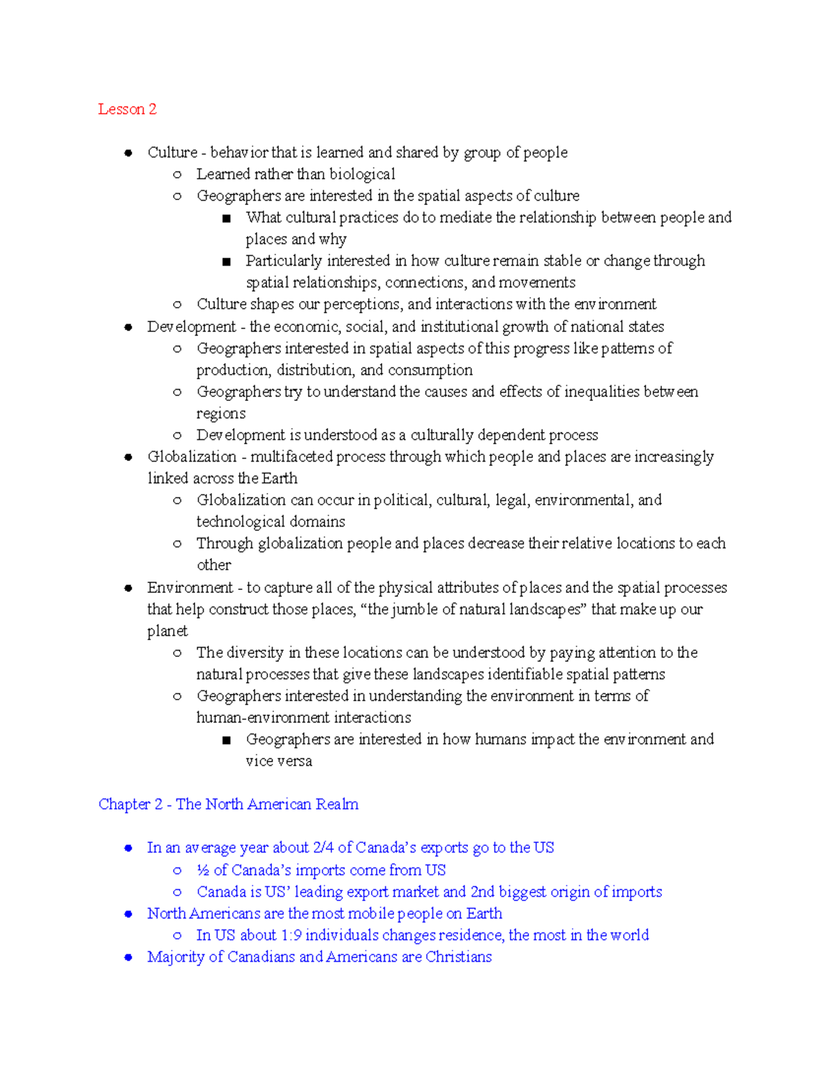 GEOG 120 Lesson 2 Chapter 2 - Lesson 2 Culture - behavior that is ...
