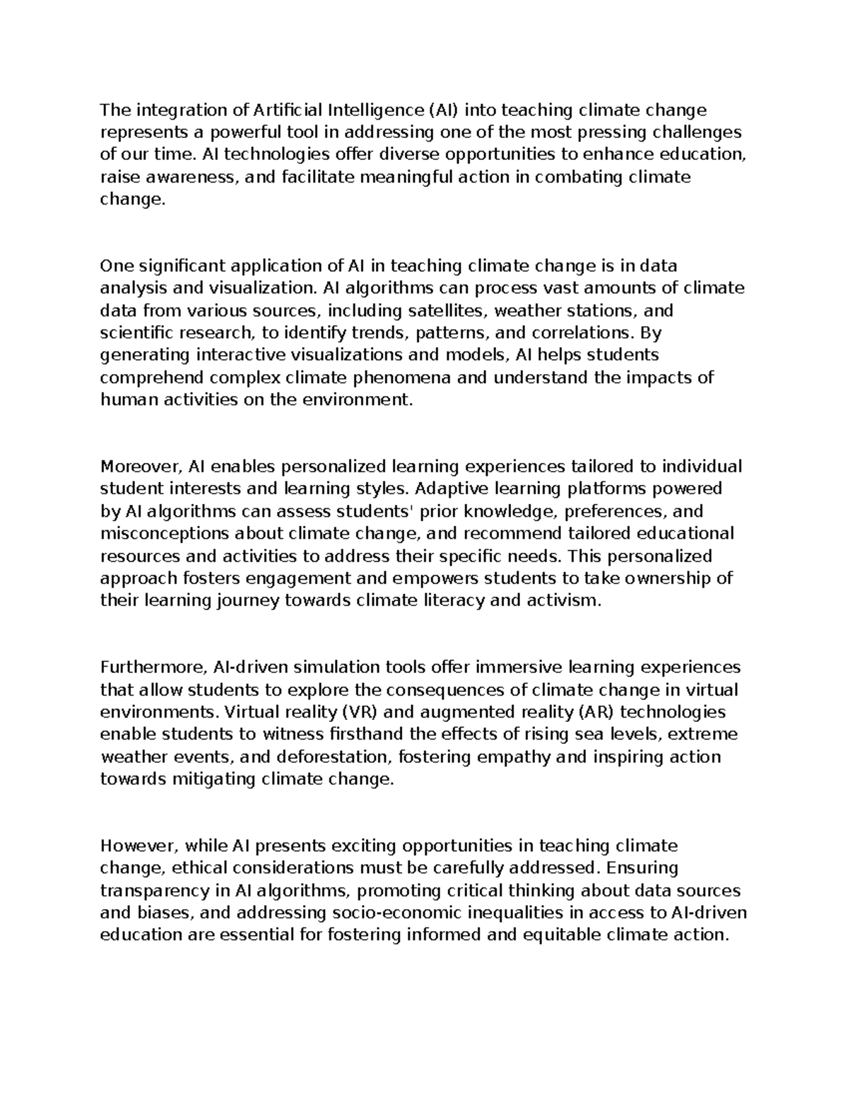 The integration of Artificial Intelligen 10 - AI technologies offer ...