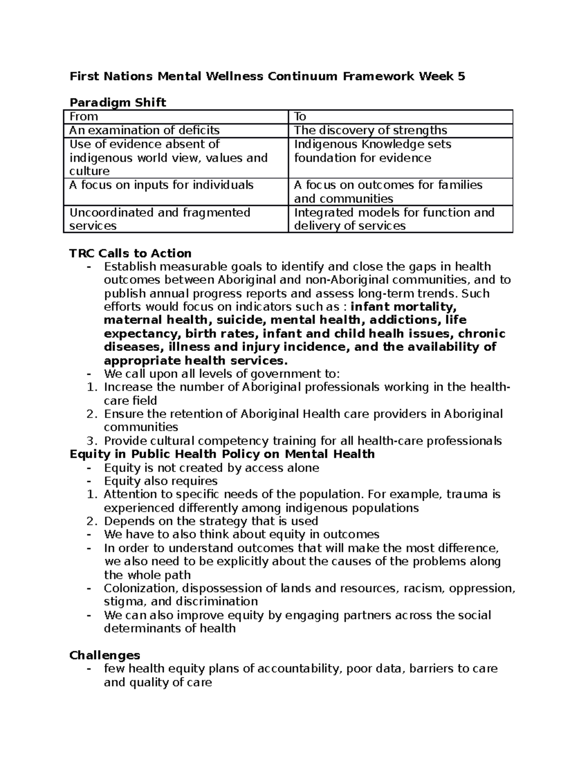 First Nations Mental Wellness Continuum Framework Week 5 - Such efforts ...