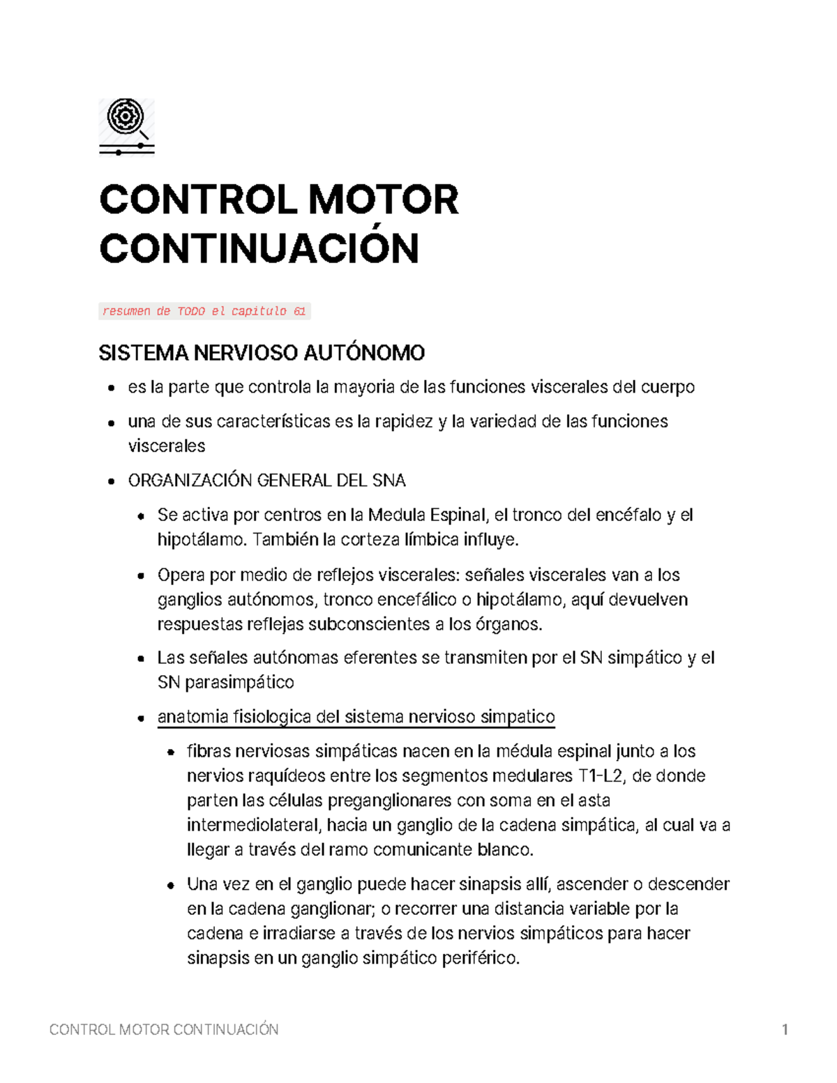 Resumen Capitulo 61 Guyton Sistema Nervioso Autonomo Y Glandula