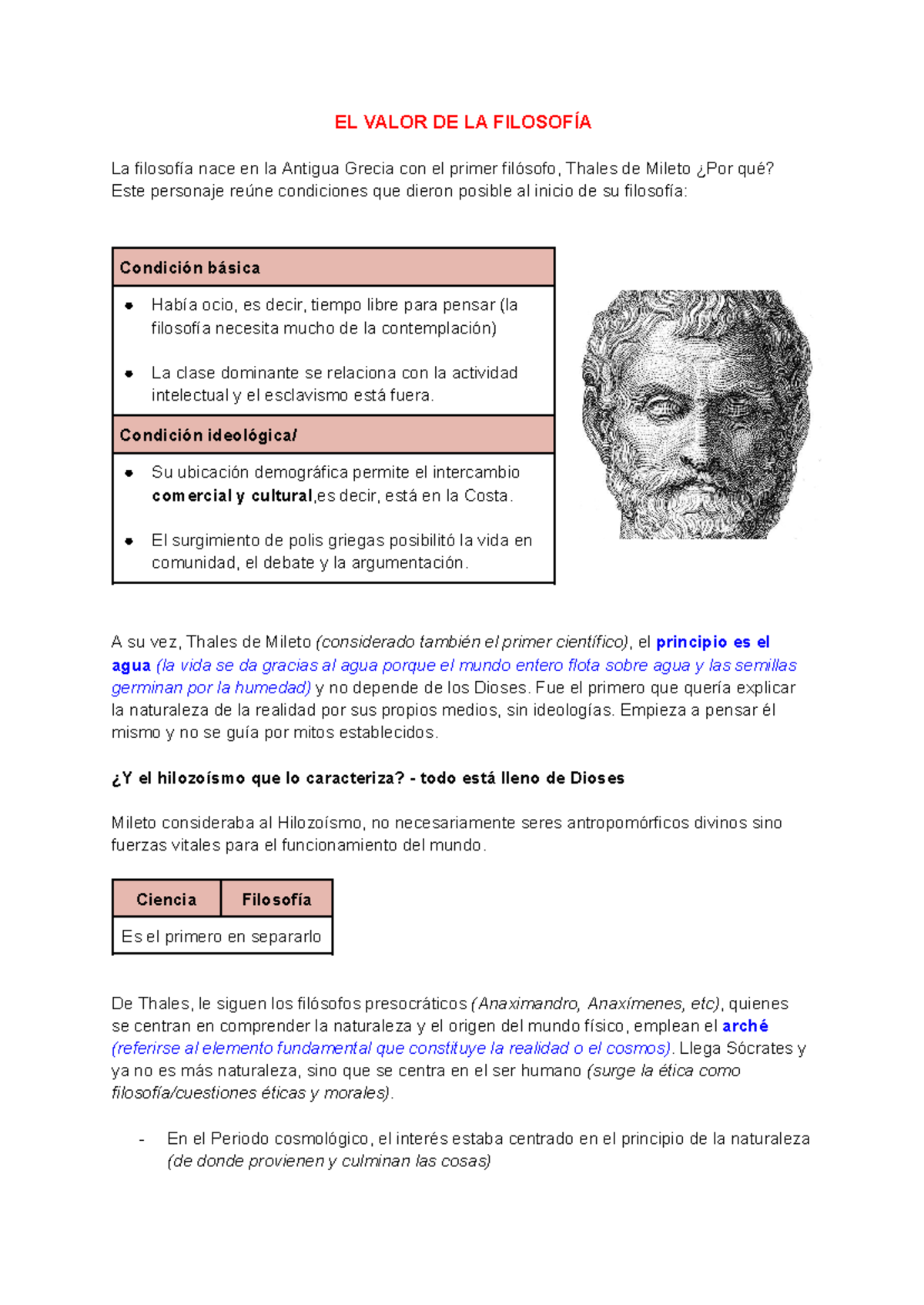 FILO1 - EL VALOR DE LA FILOSOFÍA La filosofía nace en la Antigua Grecia ...
