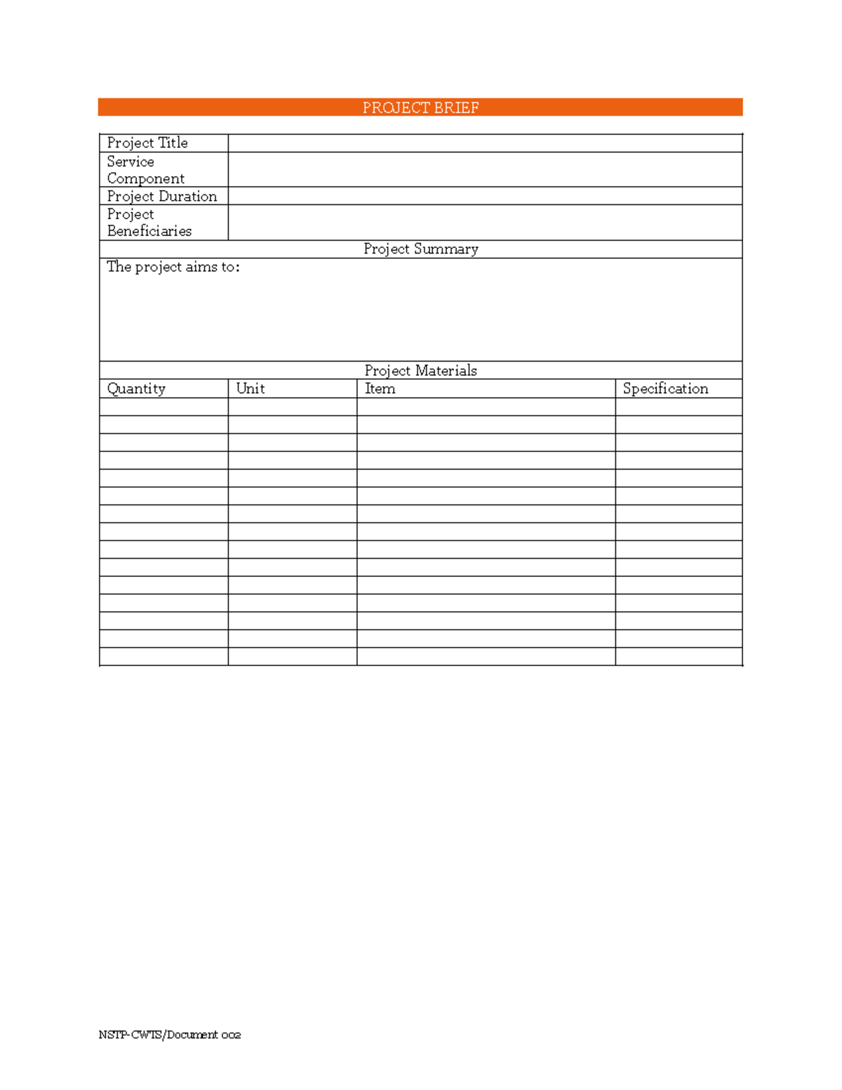 Project Brief - NOTES - Pesonal Development - PROJECT BRIEF Project ...