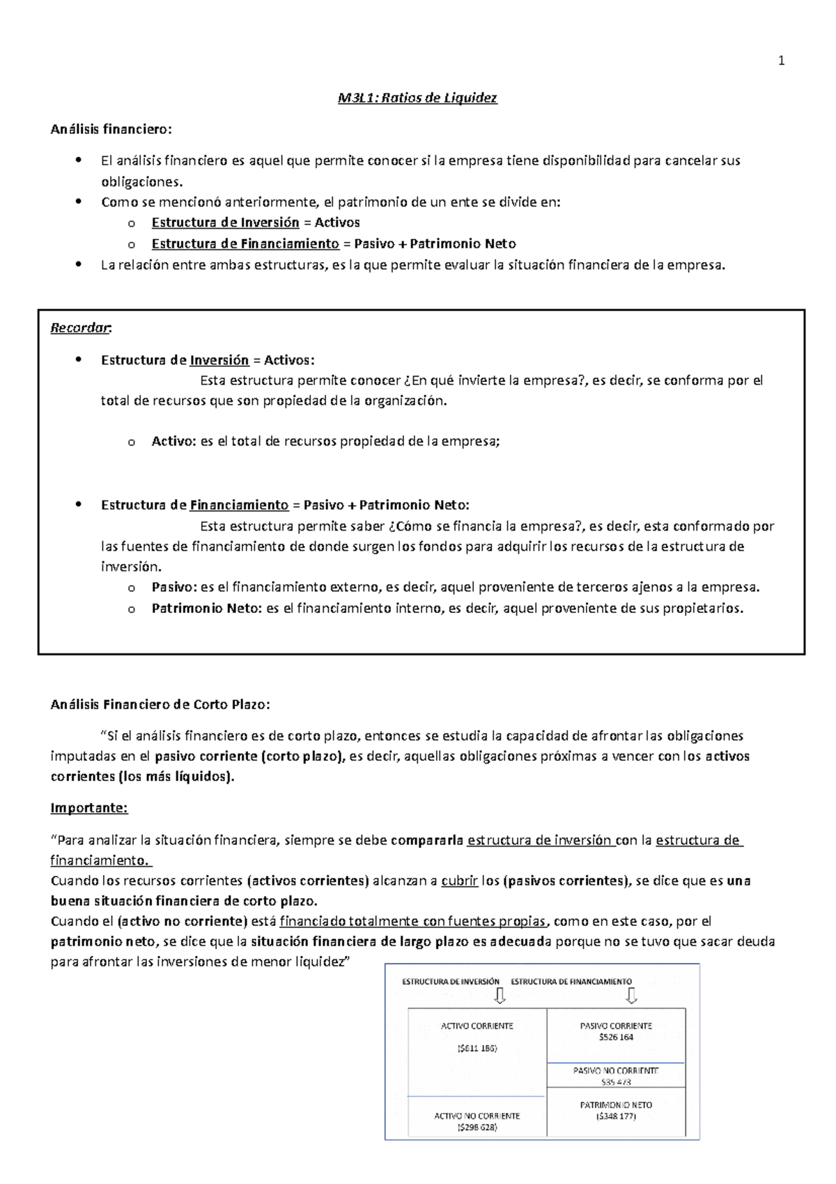Contabilidad - resumen segundo examen - M3L1: Ratios de Liquidez Análisis financiero: El ...