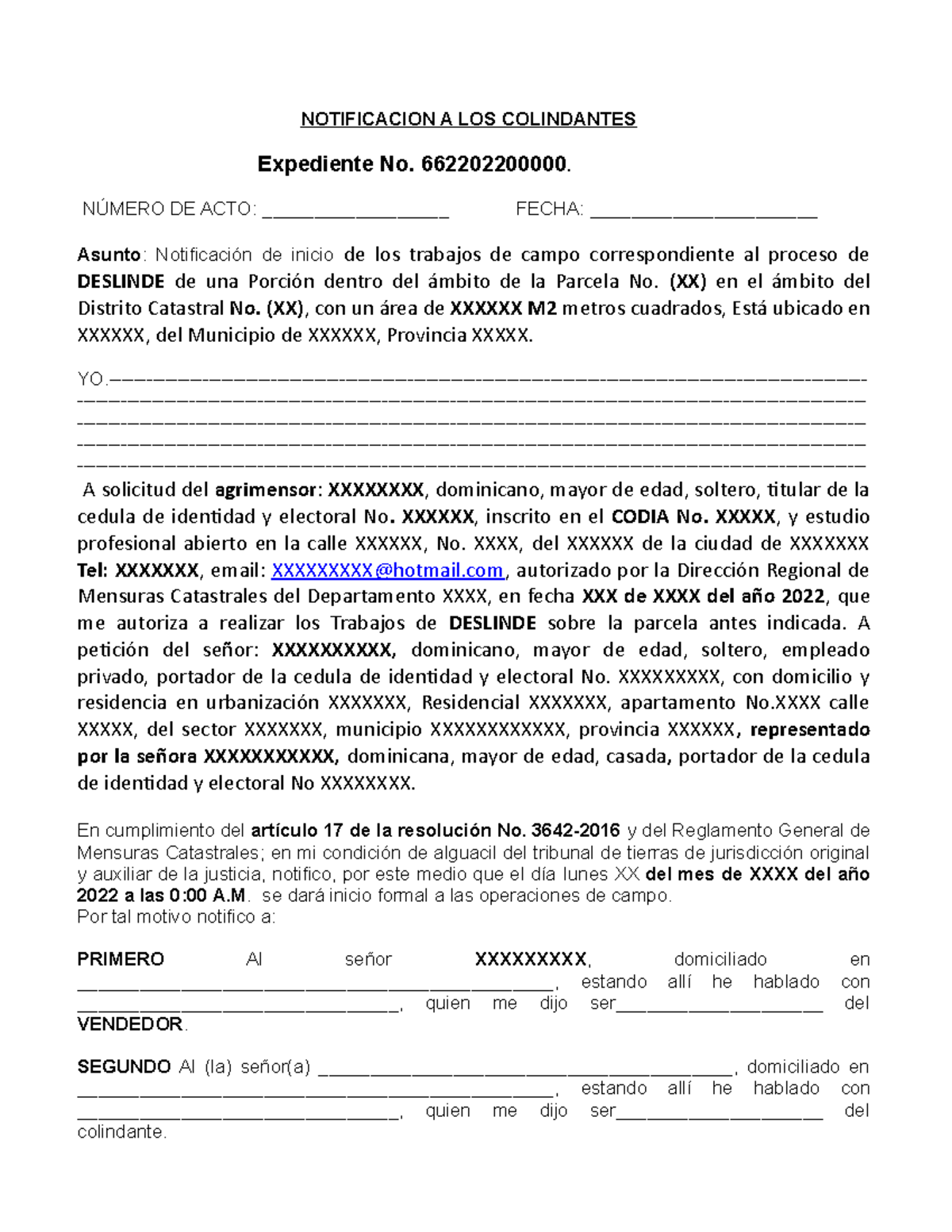 Notif. Colindantes - TAREA - NOTIFICACION A LOS COLINDANTES Expediente ...