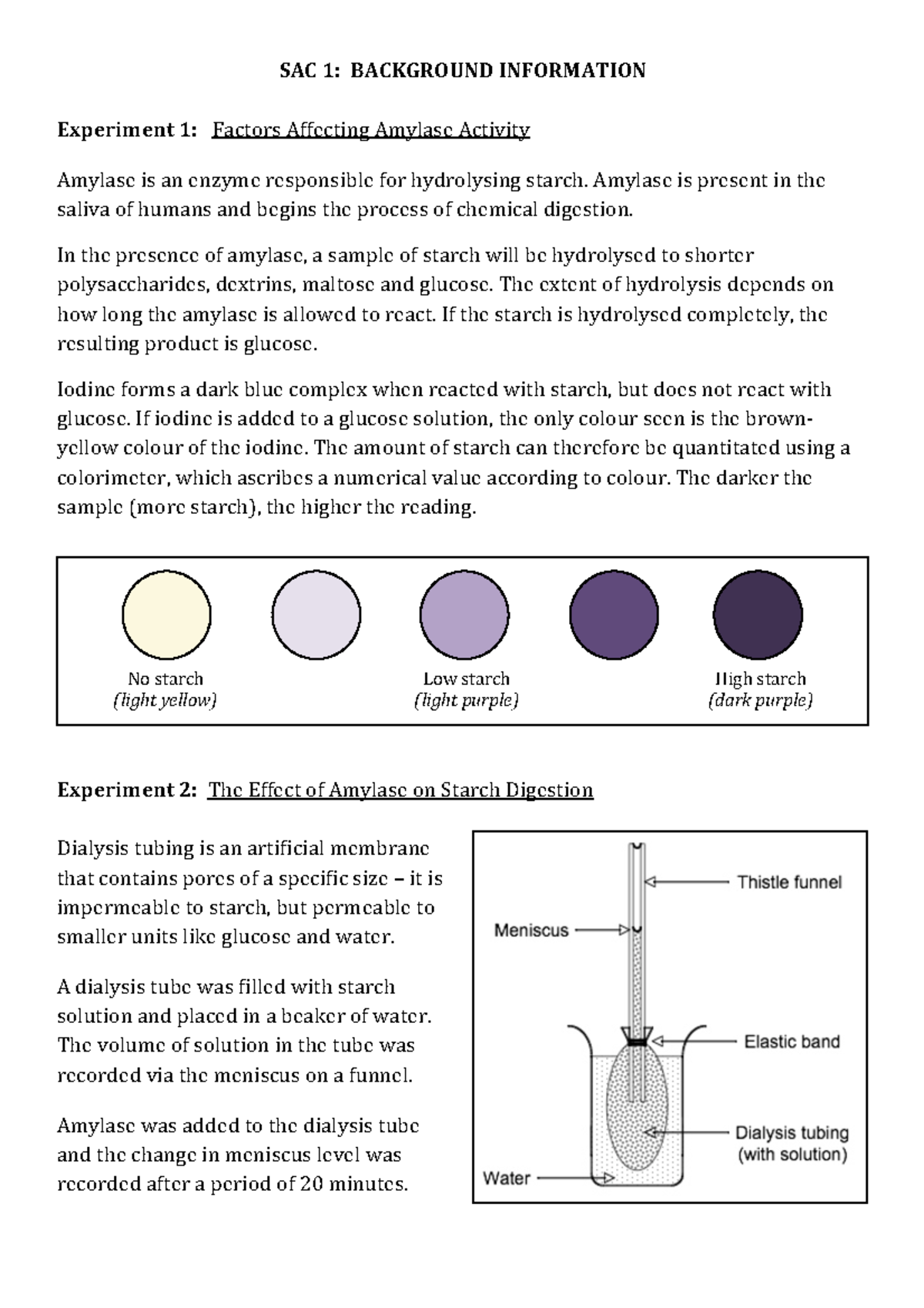 SAC - Unit 3 Biology SAC for Year 12s - Outcome 1 Practical SAC. Okay ...