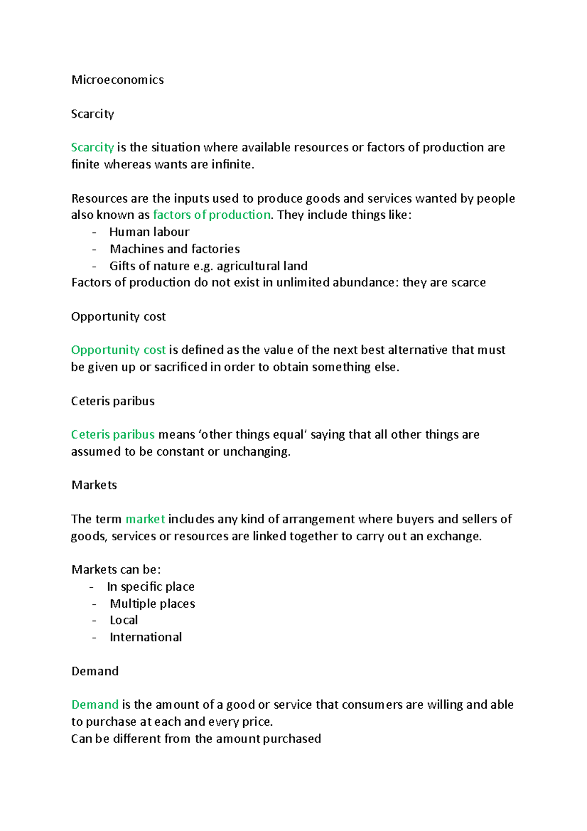 Microeconomics - Summary MATH - Microeconomics Scarcity Scarcity is the ...