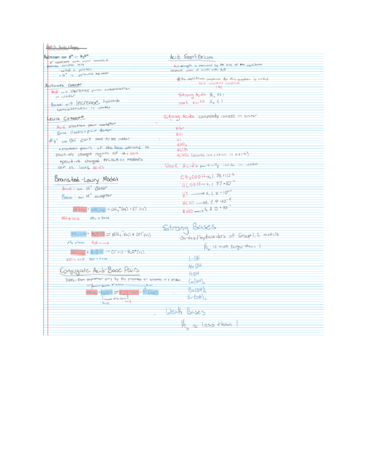 ACID AND BASES unit 15 - CHEM 105 - Studocu