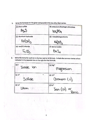 Alkanes, Acids, Covalent compunds, Hydrates Worksheet - CHEM 1123 - Studocu